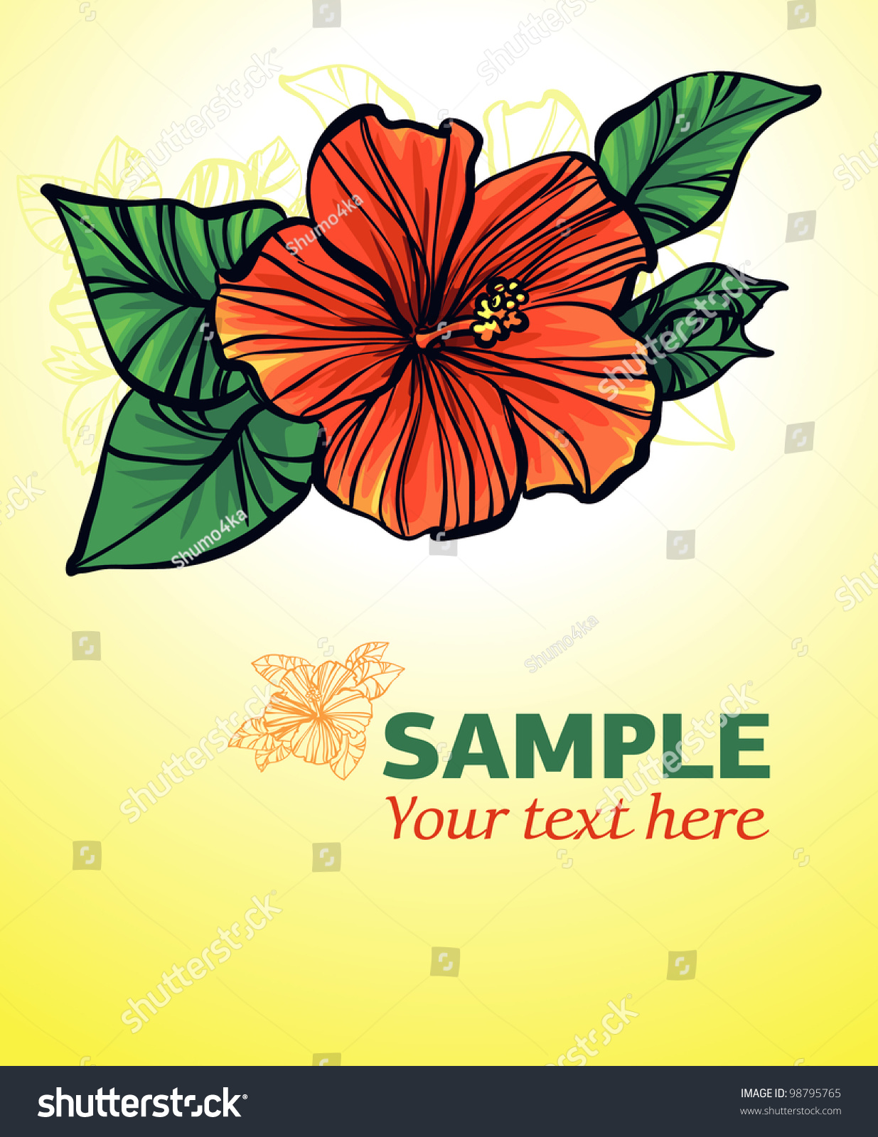Hibiscus Flower Vector Illustration Stock Vector Royalty Free 98795765