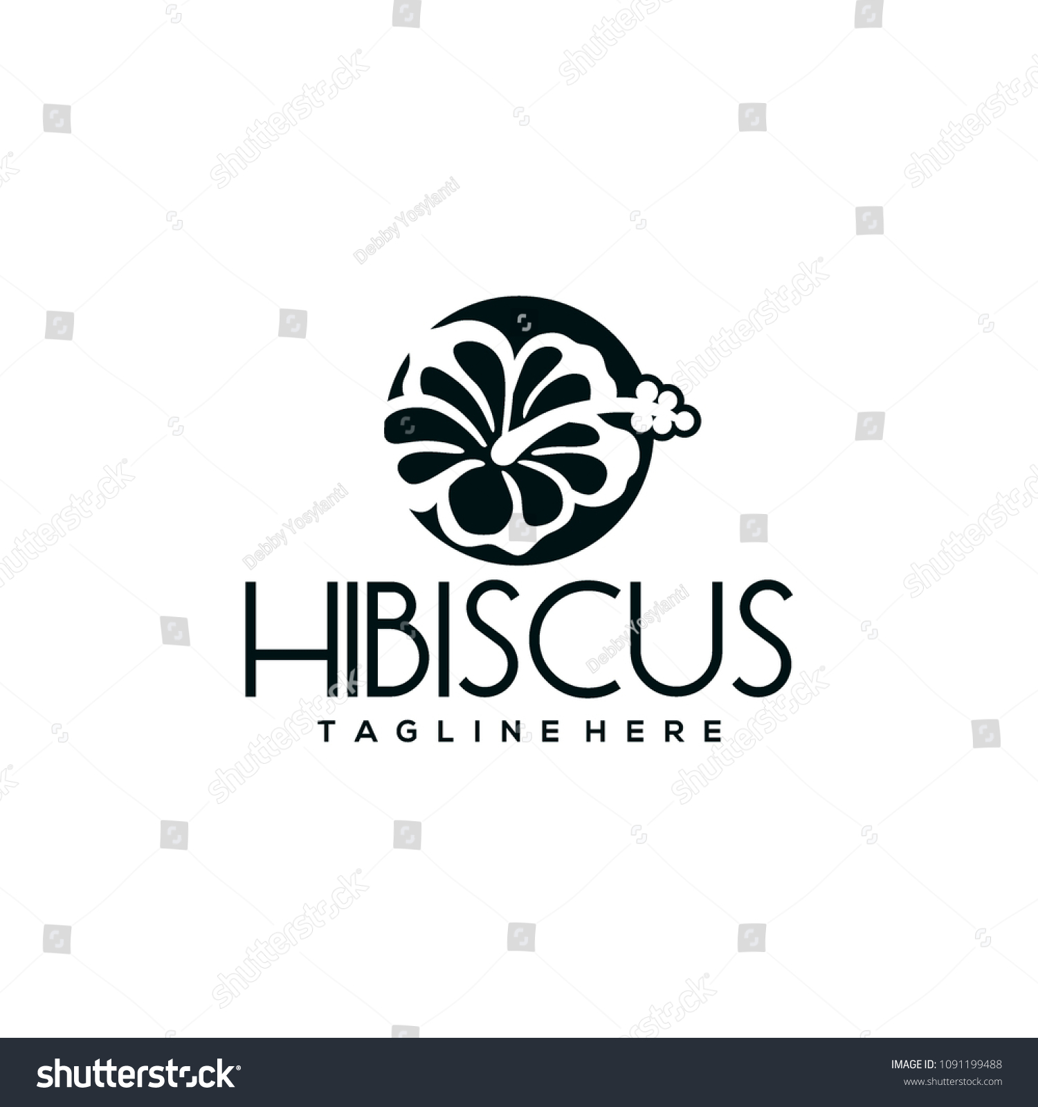 Hibiscus Logo Design Stock Vector (Royalty Free) 1091199488