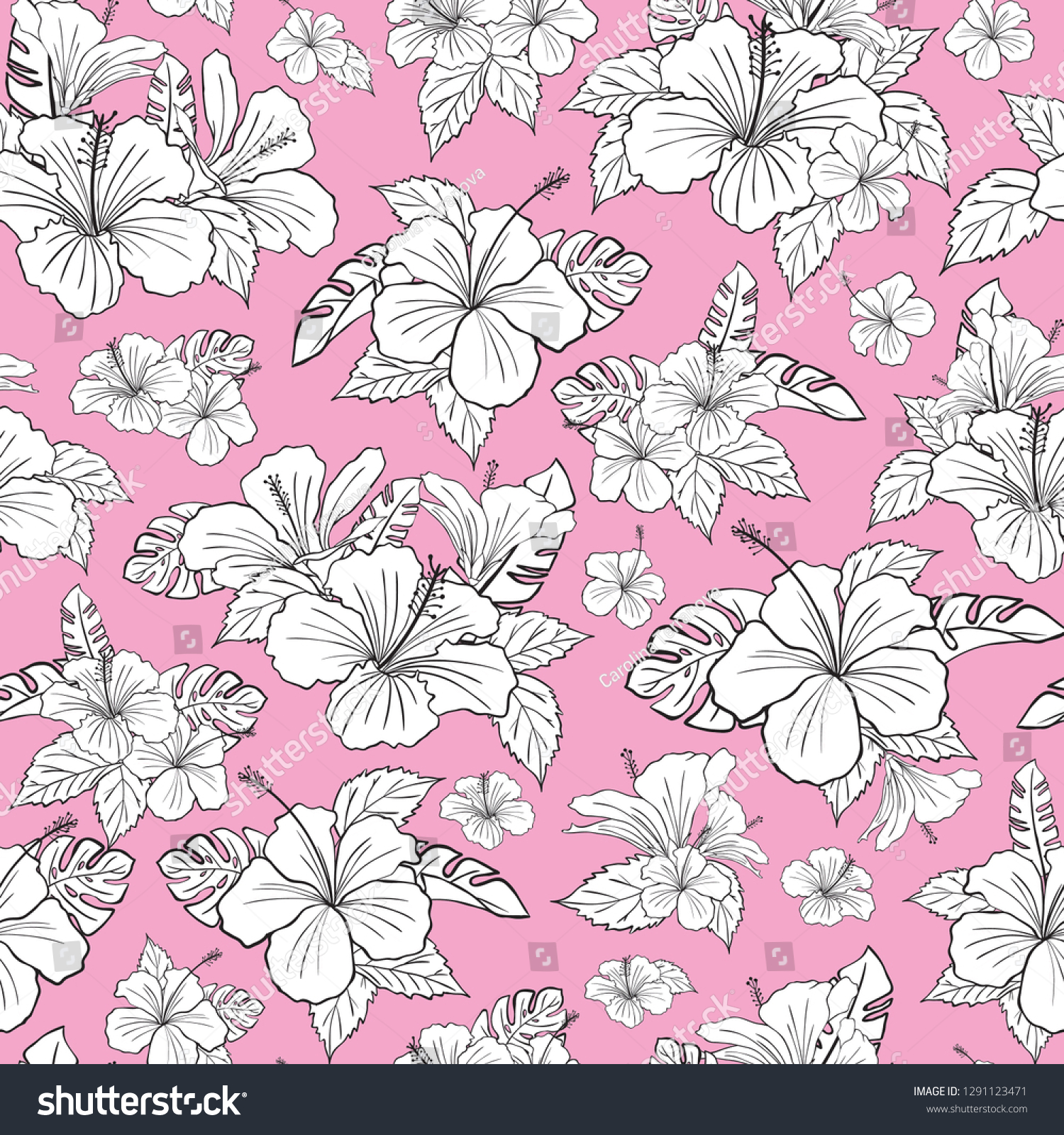 Hibiscus Tropical Flower Pattern Vector Illustration Stock Vector ...
