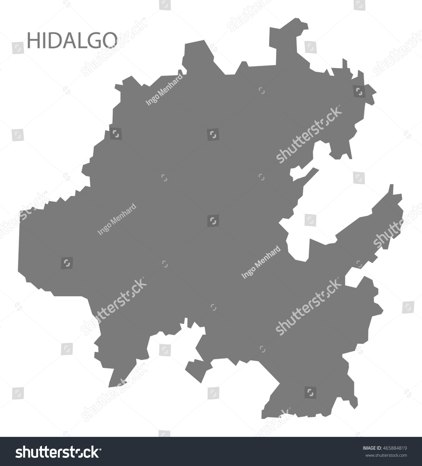 Hidalgo Mexico Map Grey Stock Vector (Royalty Free) 465884819