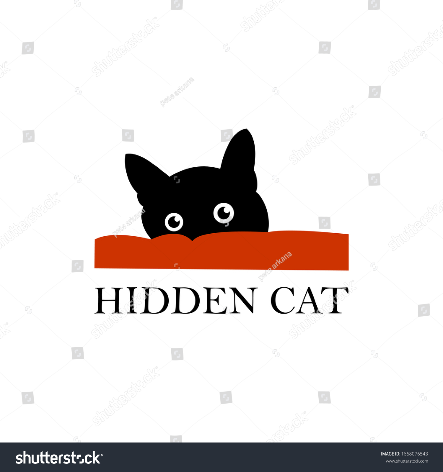 Vektor Stok Hidden Cat Logo Design Vector Image (Tanpa Royalti ...
