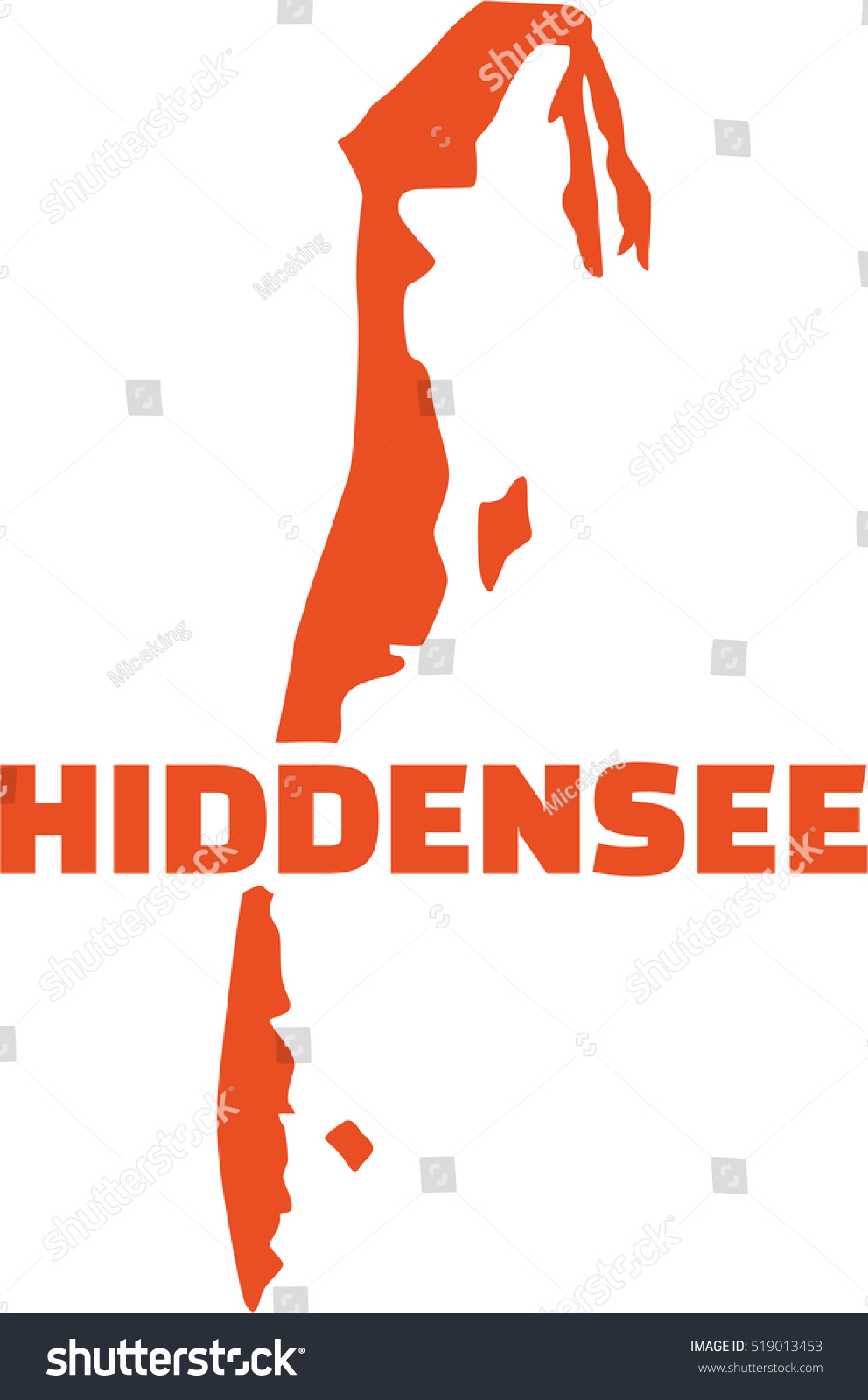 Hiddensee Map Silhouette Name Stock Vector (Royalty Free) 519013453