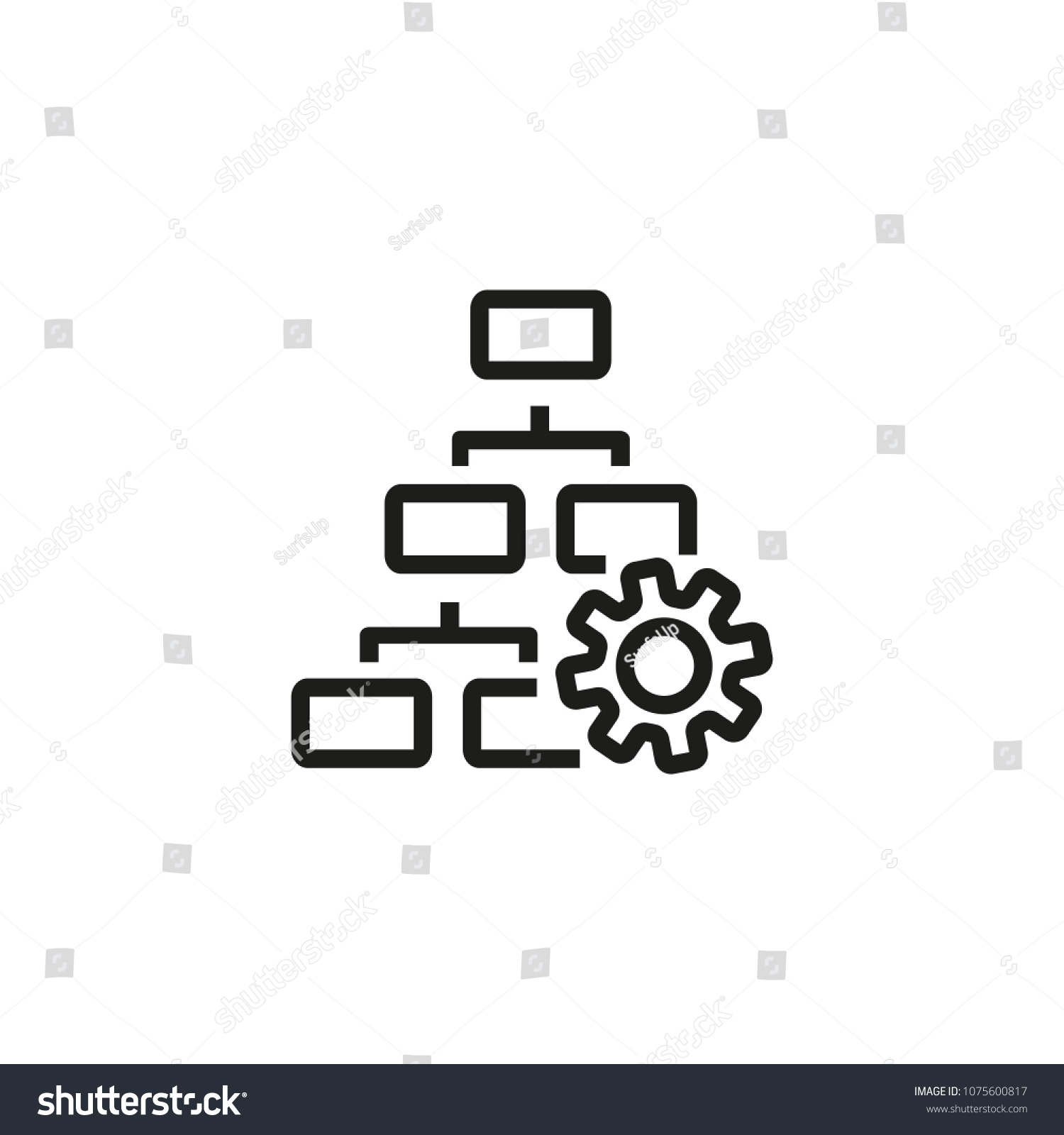 Hierarchy Chart Gear Line Icon Flowchart Stock Vector (Royalty Free ...
