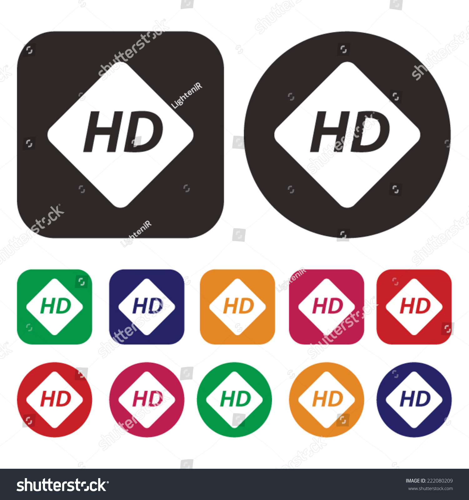 High Definition Icon Hd Icon: vector de stock (libre de regalías ...