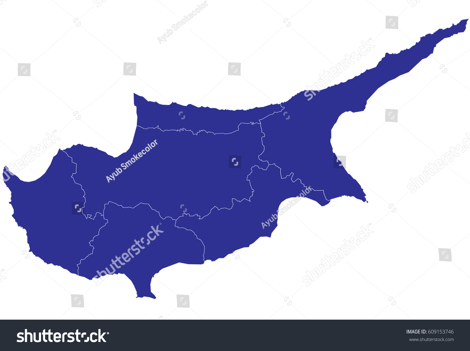 High Detailed Blue Vector Map Cyprus Stock Vector (Royalty Free ...