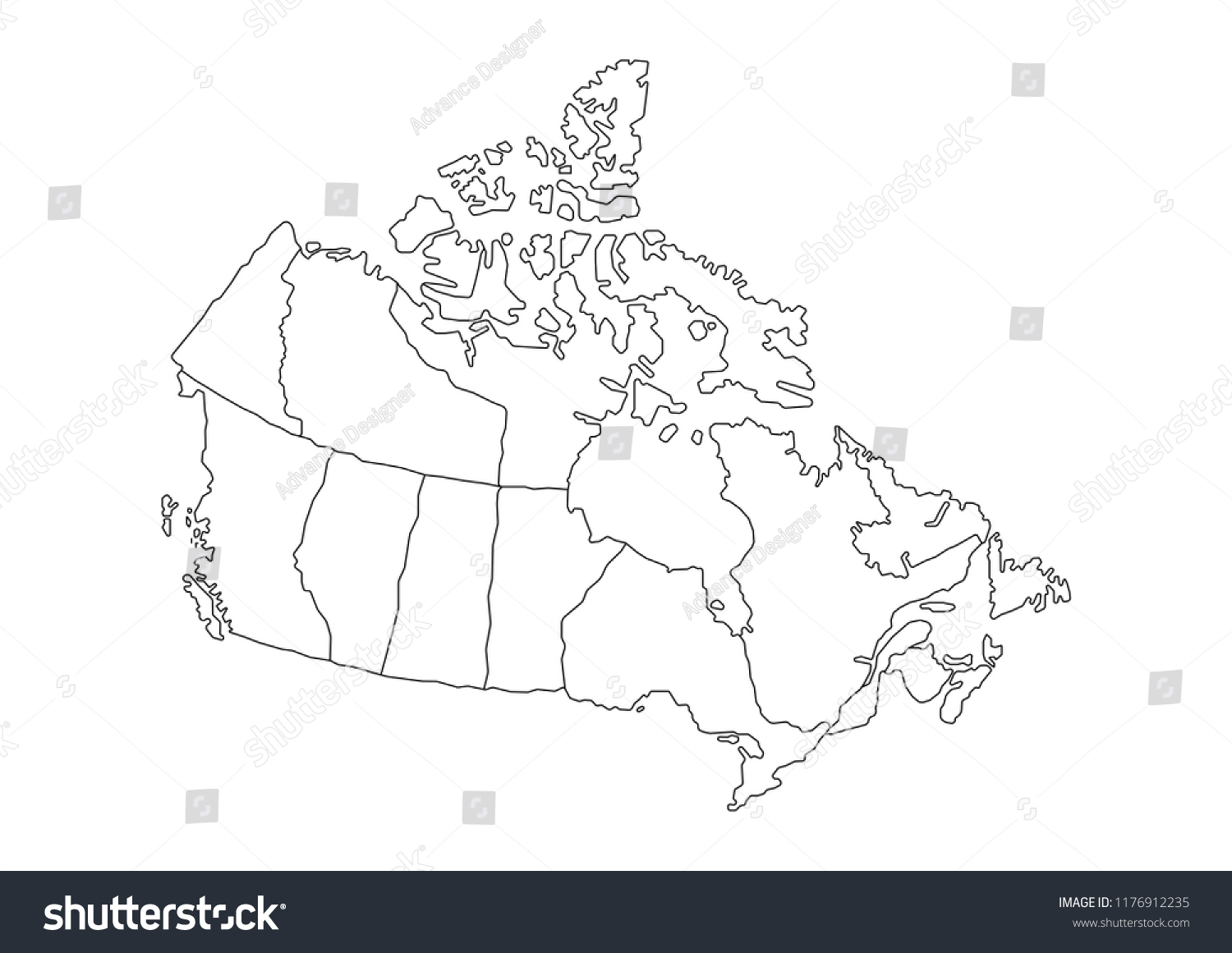 High Detailed Canada Map Vector Illustration: เวกเตอร์สต็อก (ปลอดค่า ...