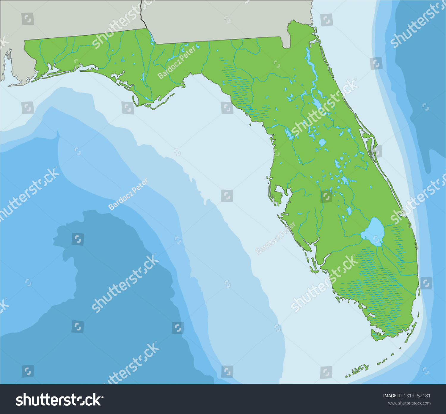 florida physical features map