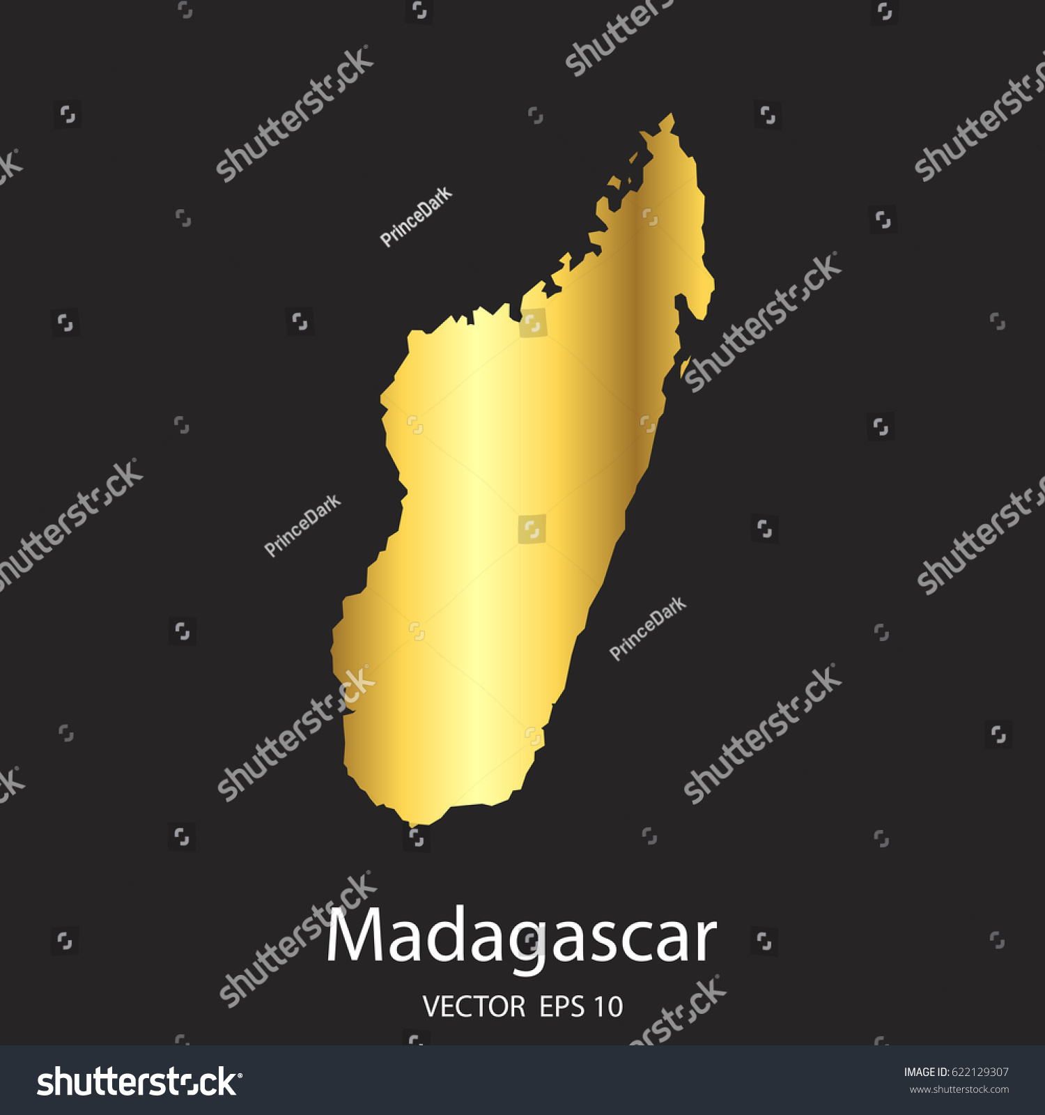 High Detailed Gold Madagascar Map Vector Stock Vector (Royalty Free ...