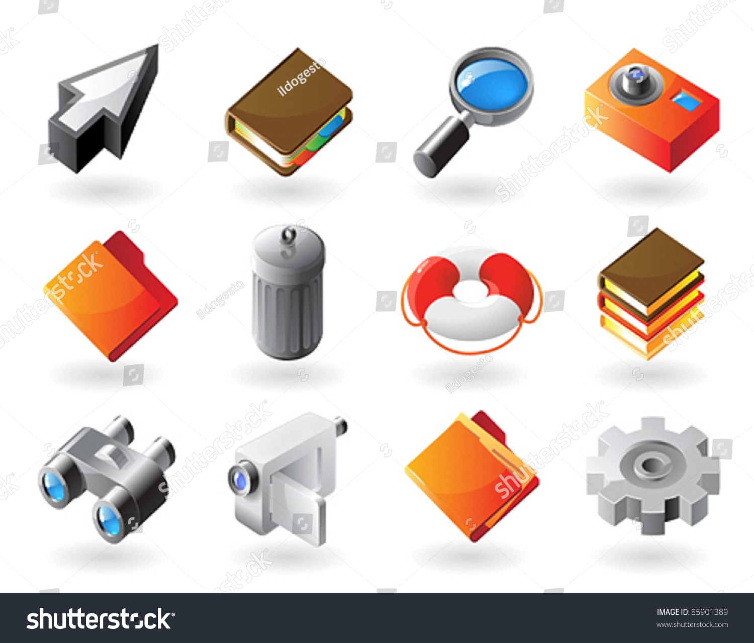 High Detailed Realistic Vector Icons Computer Stock Vector (Royalty ...