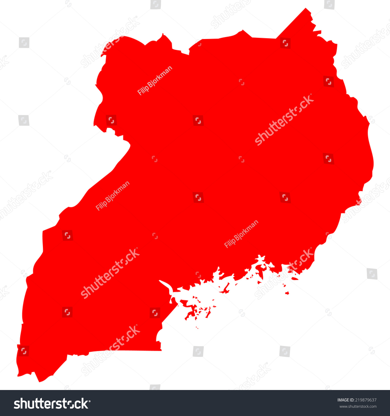 High Detailed Red Vector Map Uganda Stock Vector (Royalty Free) 219879637