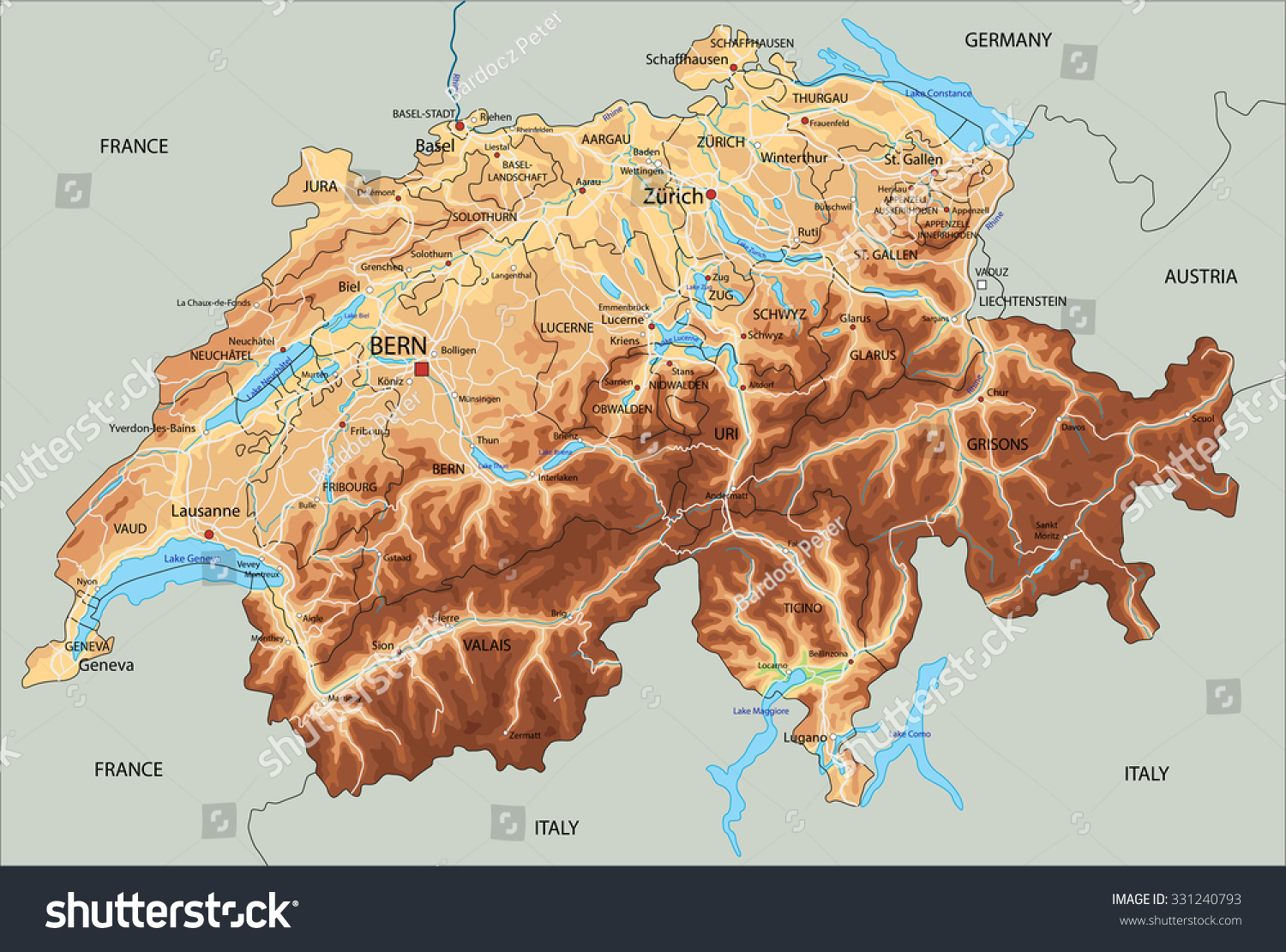 High Detailed Switzerland Physical Map Labeling Stock Vector (Royalty ... High Detailed Switzerland Physical Map Labeling Stock Vector (Royalty ...
