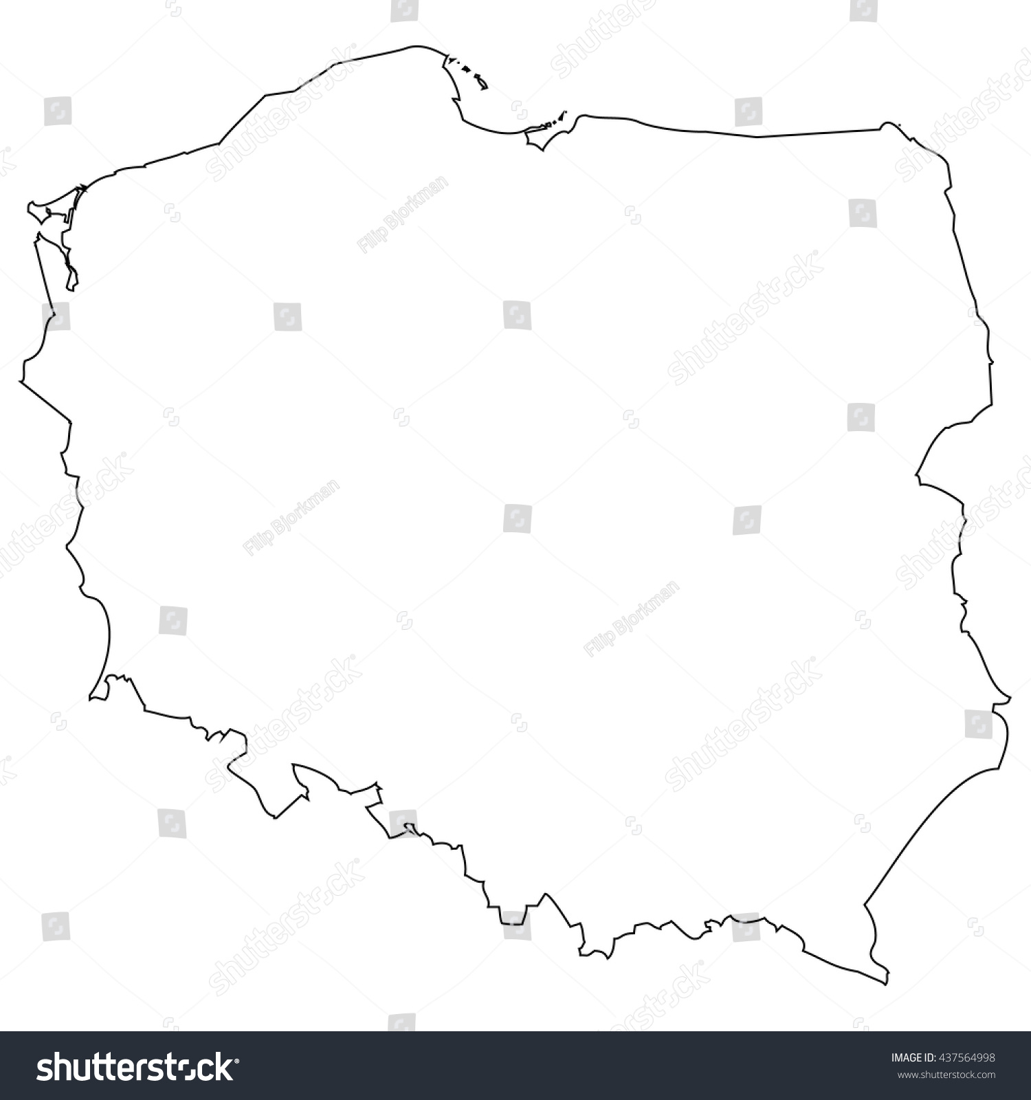 High Detailed Vector Contour Map Poland Stock Vector (Royalty Free ...
