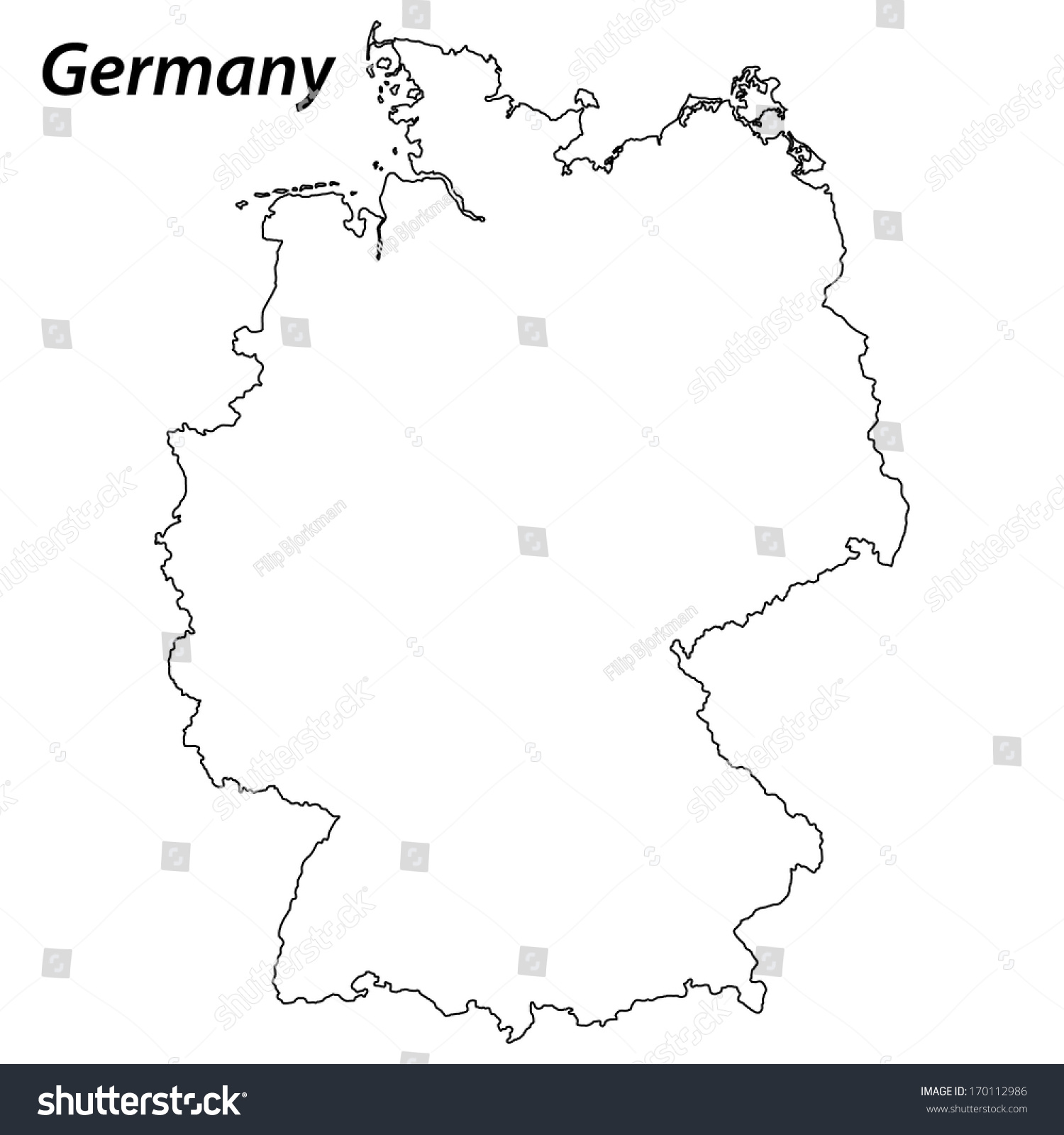 Vektor Stok High Detailed Vector Map Contour Germany (Tanpa Royalti ...