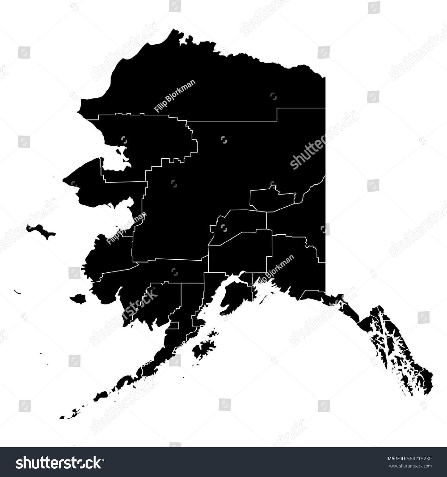 High Detailed Vector Map Counties Alaska: เวกเตอร์สต็อก (ปลอดค่า ...