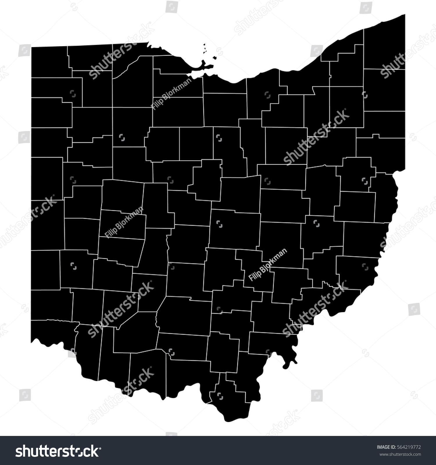 High Detailed Vector Map Counties Ohio 스톡 벡터(로열티 프리) 564219772 ...