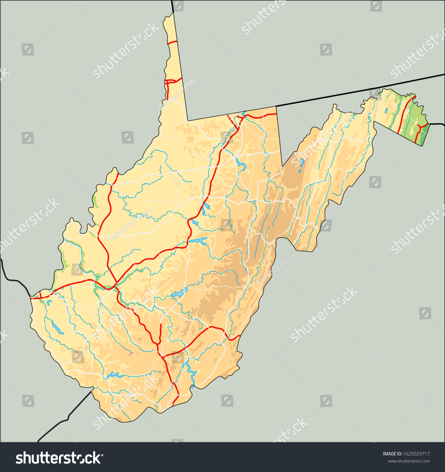High Detailed West Virginia Physical Map Stock Vector (Royalty Free ... High Detailed West Virginia Physical Map Stock Vector (Royalty Free ...