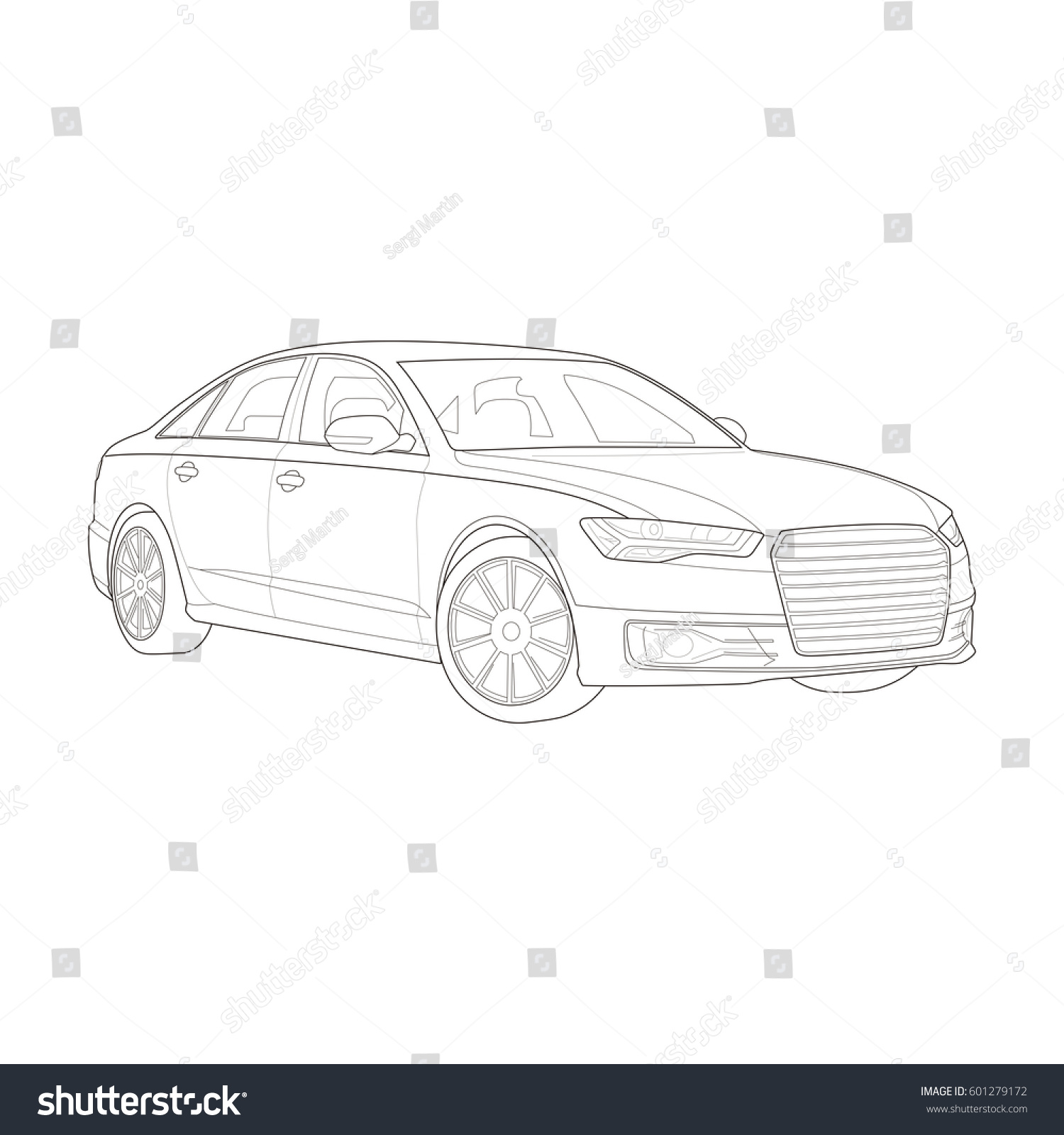 Highend Car Vector Draw Black Lines Stock Vector (Royalty Free) 601279172