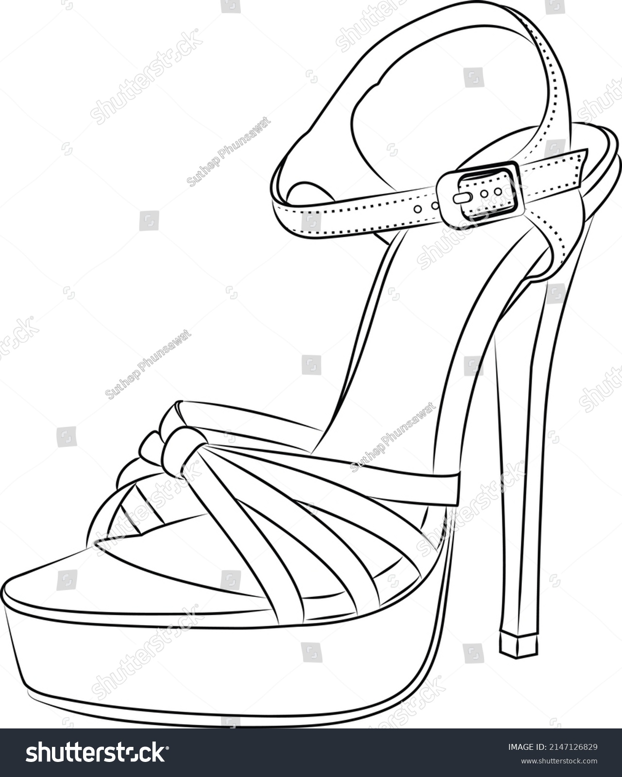 High Heels Outline Stype Vector Design Stock Vector (Royalty Free ...