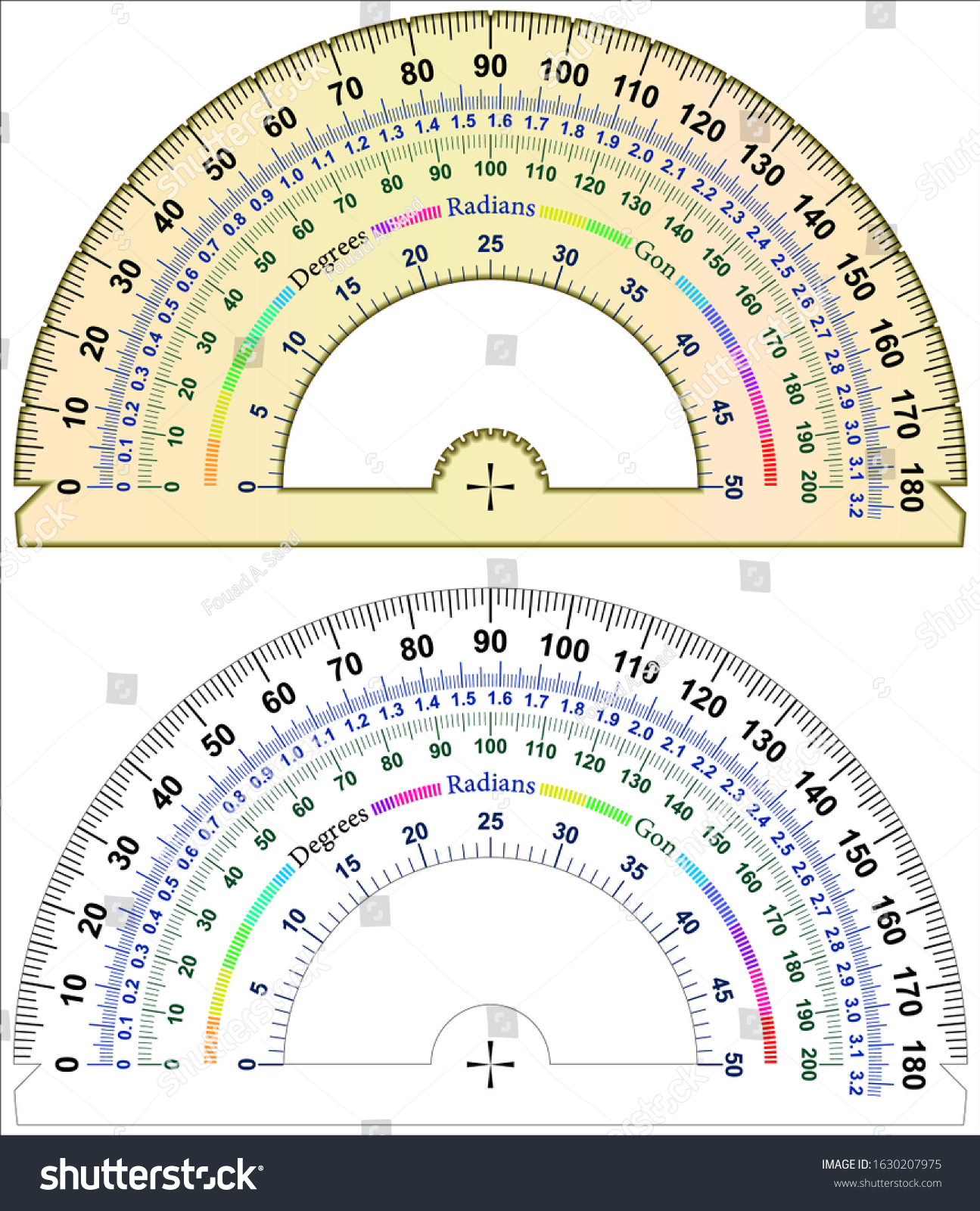 High Precision Protractor Degree Radian Gon: vector de stock (libre de ...