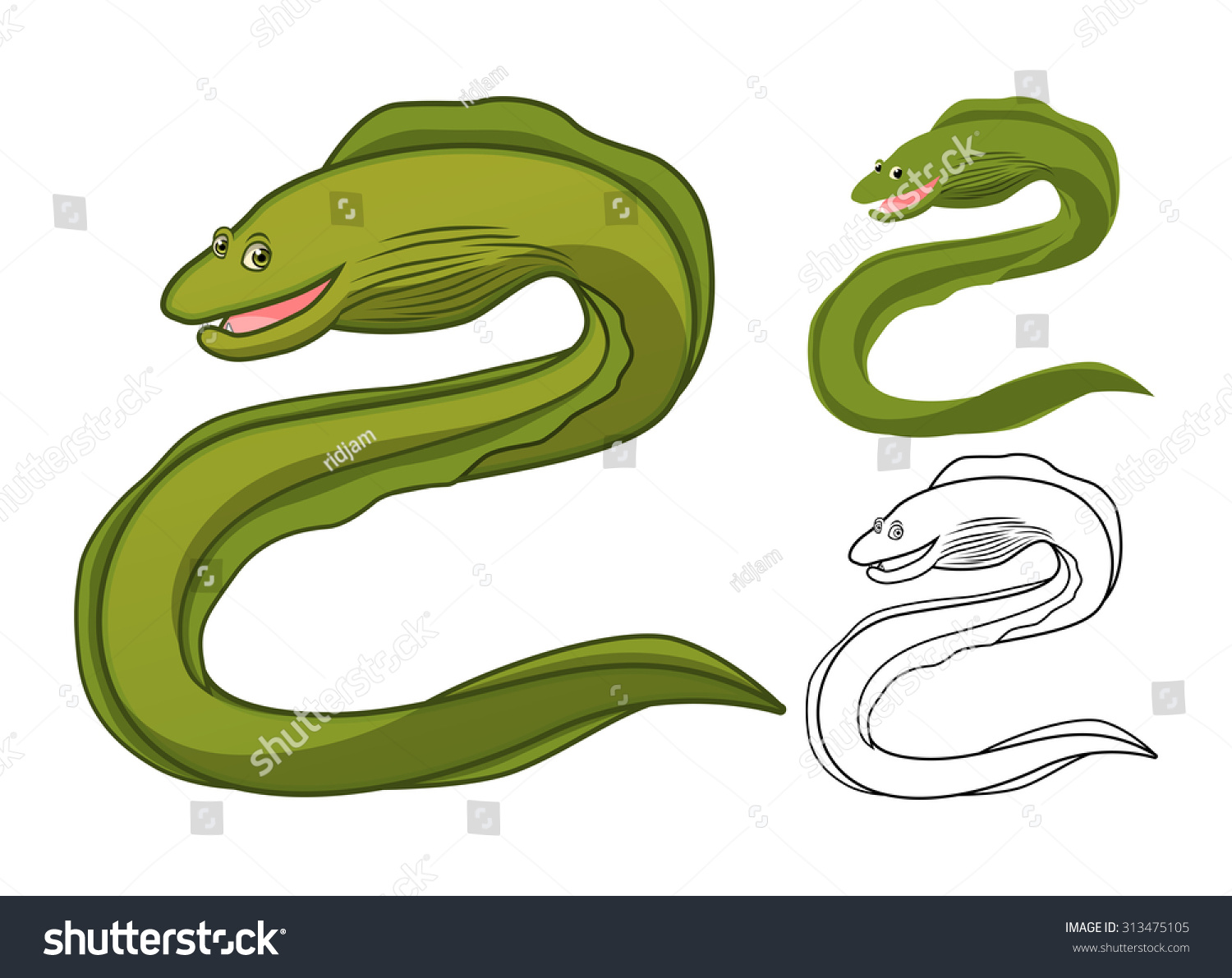 High Quality Moray Eel Cartoon Character Stock Vector (Royalty Free ...