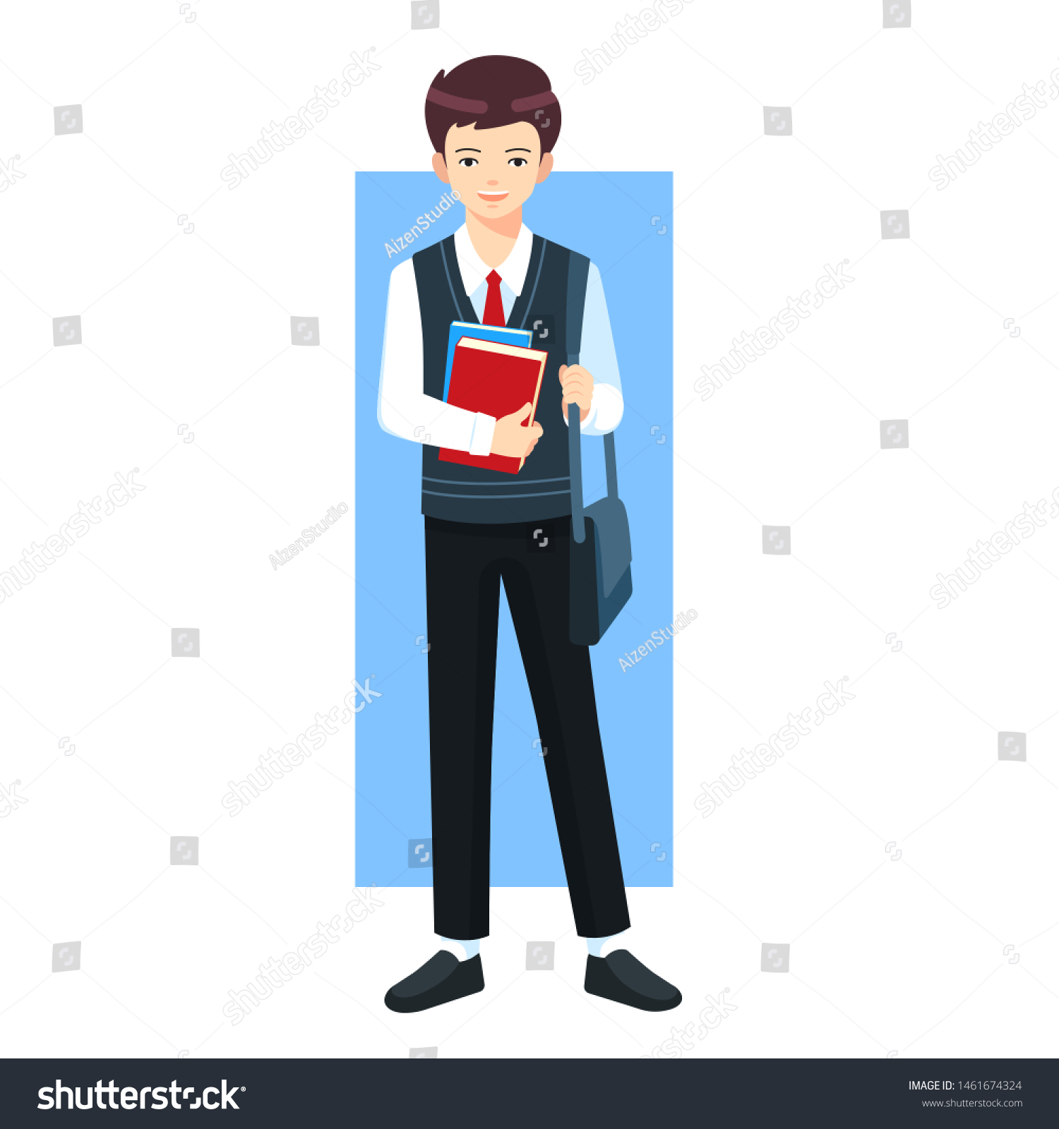 High School Boy Character Vector Illustration Stock Vector (Royalty ...