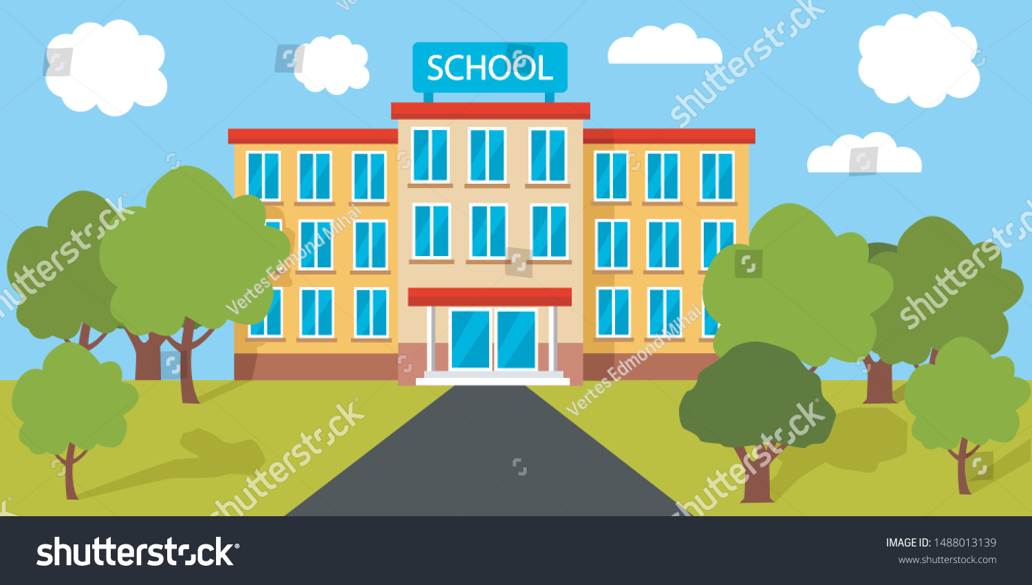 High School Building Vector Illustration Stock Vector (Royalty Free ...