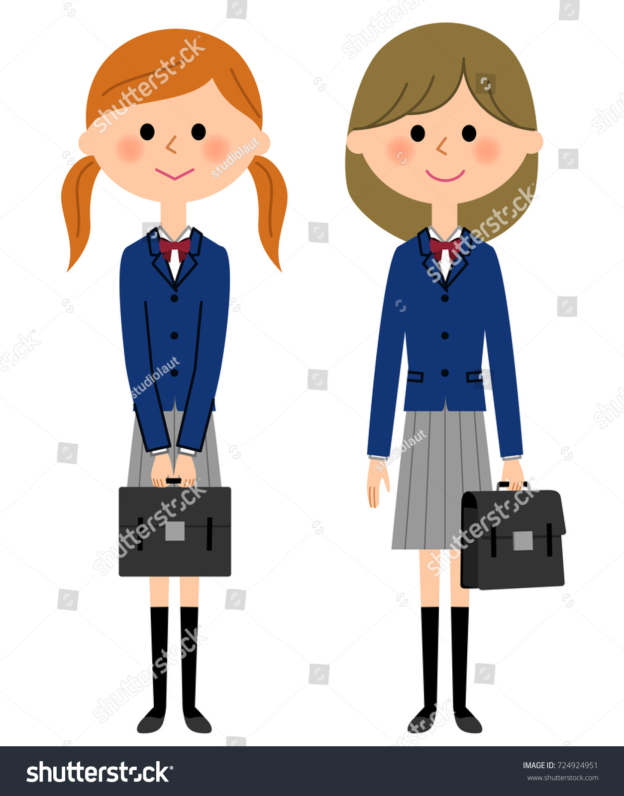 High School Girls Stock Vector (Royalty Free) 724924951