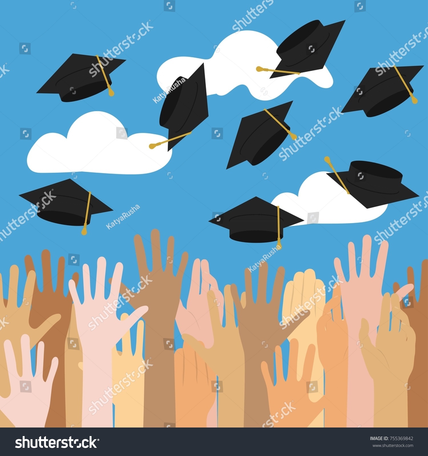 High School Graduationvector Illustration: เวกเตอร์สต็อก (ปลอดค่า ...