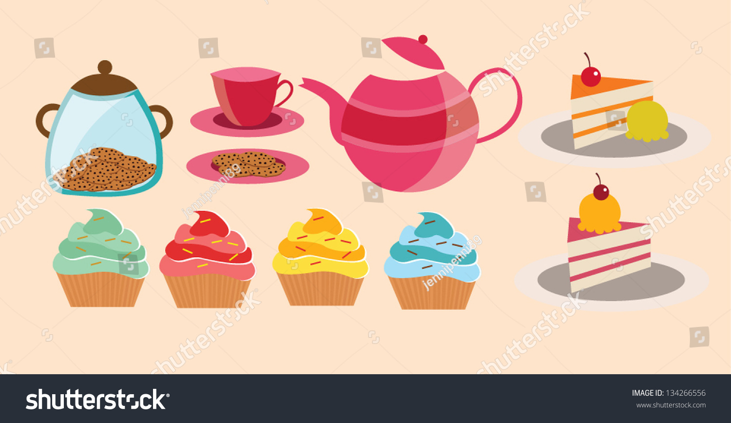 High Tea Set Stock Vector (Royalty Free) 134266556