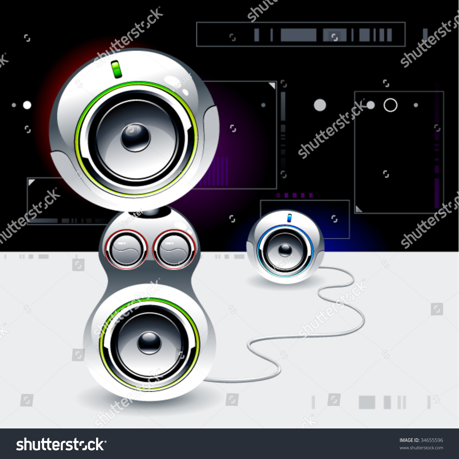 High Tech Sound System On Futuristic: vector de stock (libre de ...