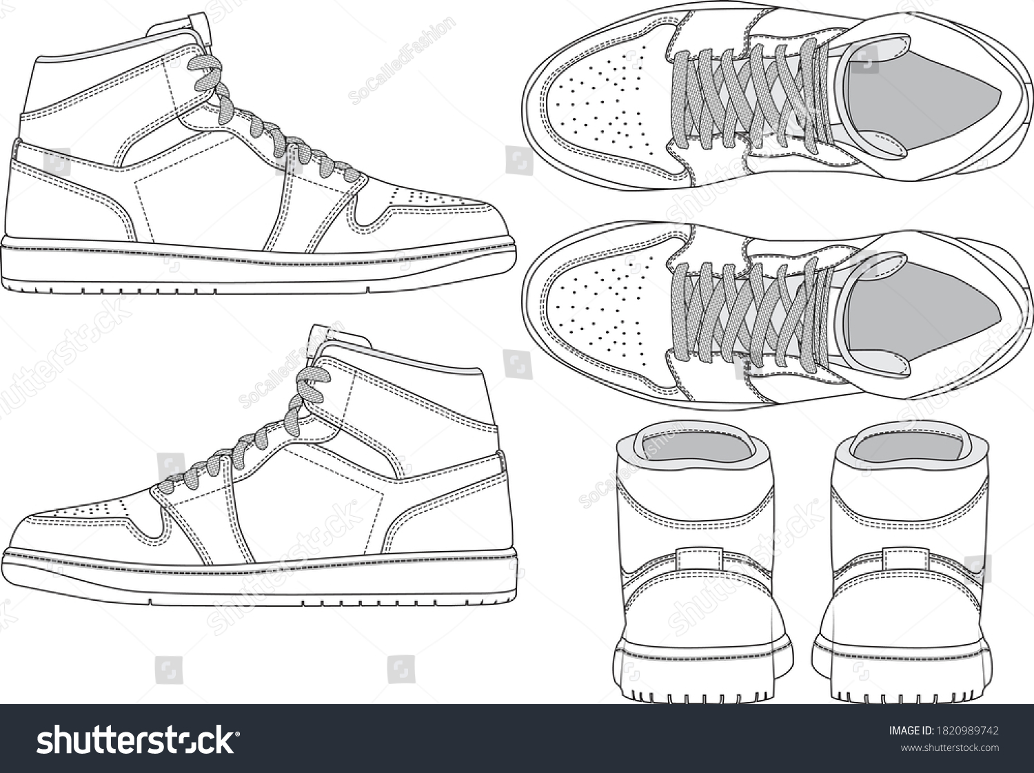 High Top Trainer Technical Drawing Stok Vektör (Telifsiz) 1820989742 ...