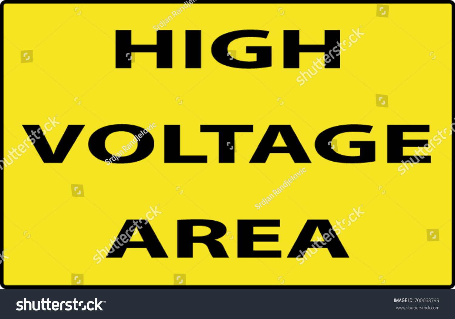High Voltage Area Yellow Warning Sign Stock Vector (Royalty Free ...