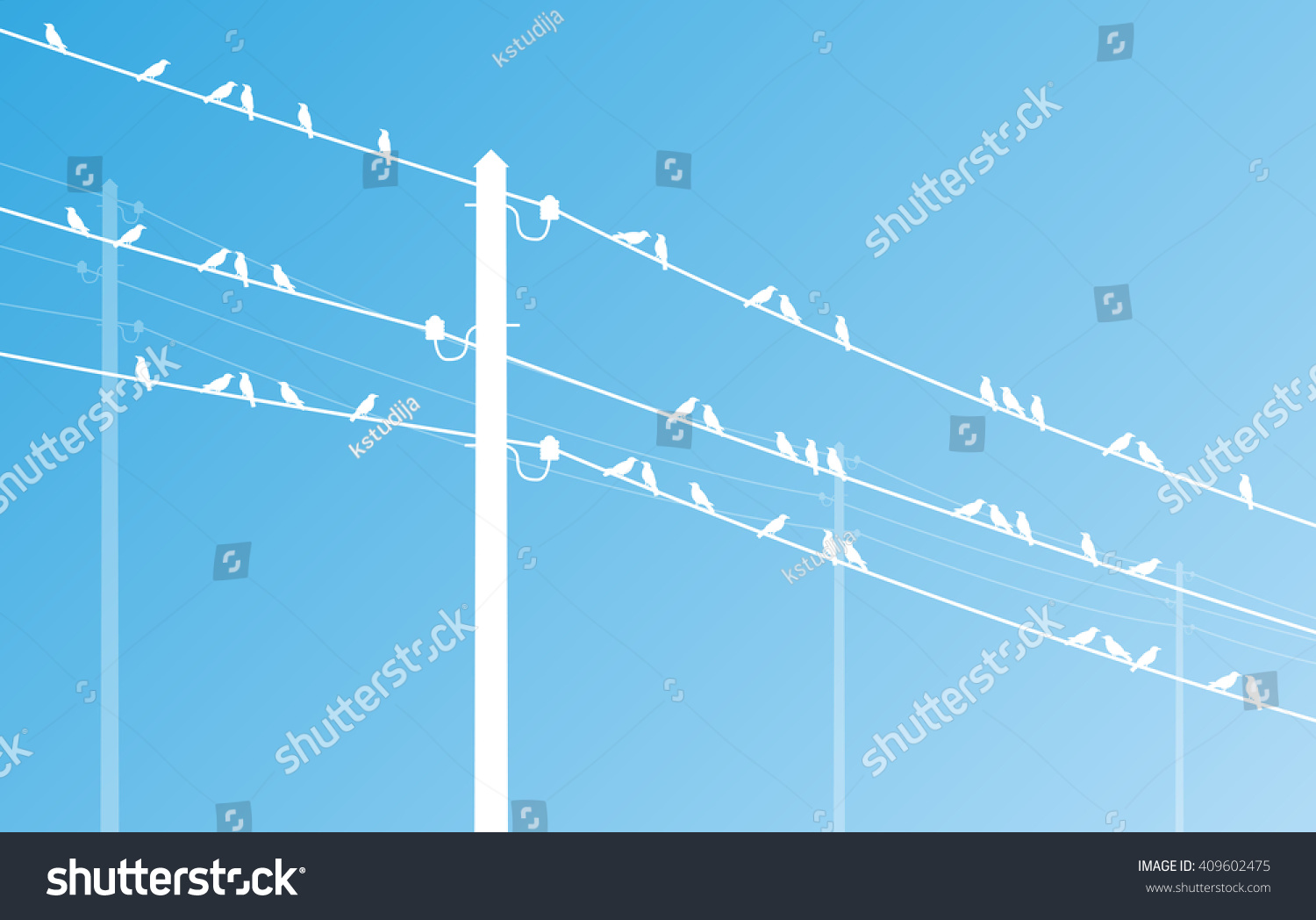 High Voltage Power Line Grid Vector: vector de stock (libre de regalías ...