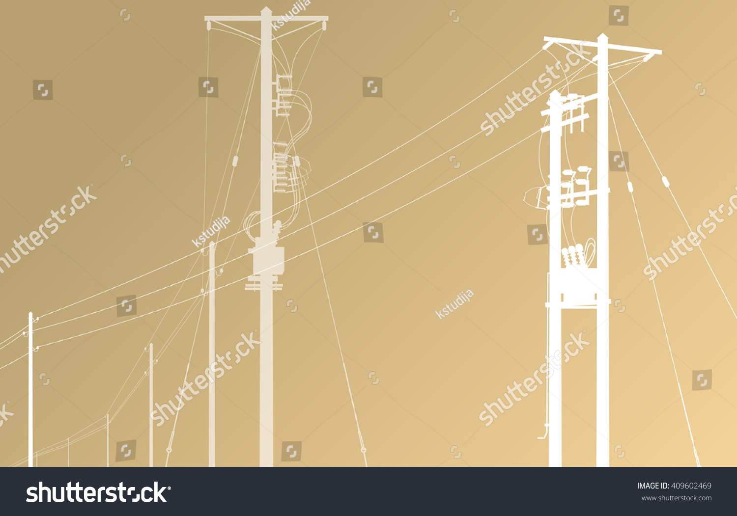 High Voltage Power Line Grid Vector: vector de stock (libre de regalías ...
