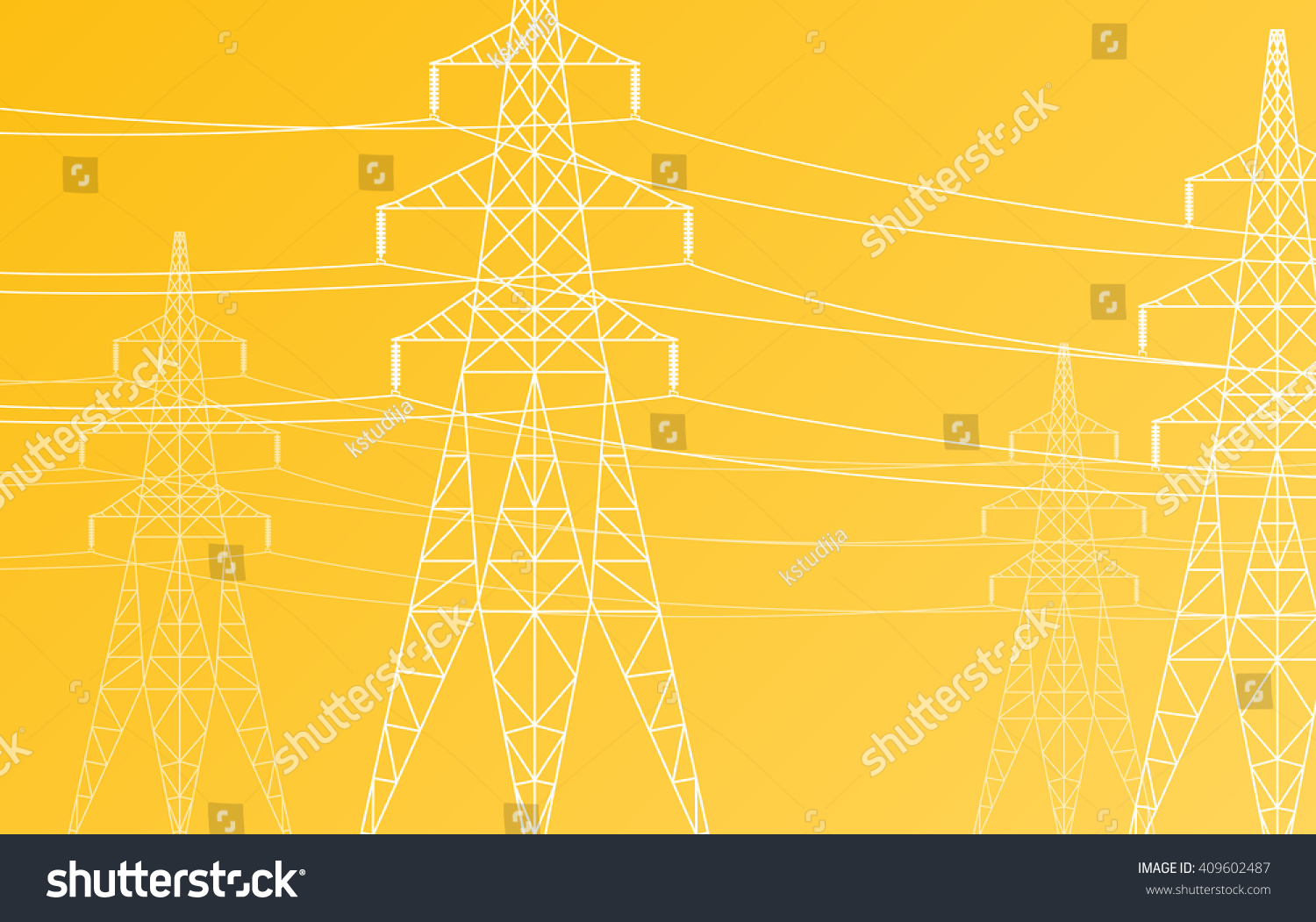 High Voltage Power Line Grid Vector Stock Vector (Royalty Free) 409602487