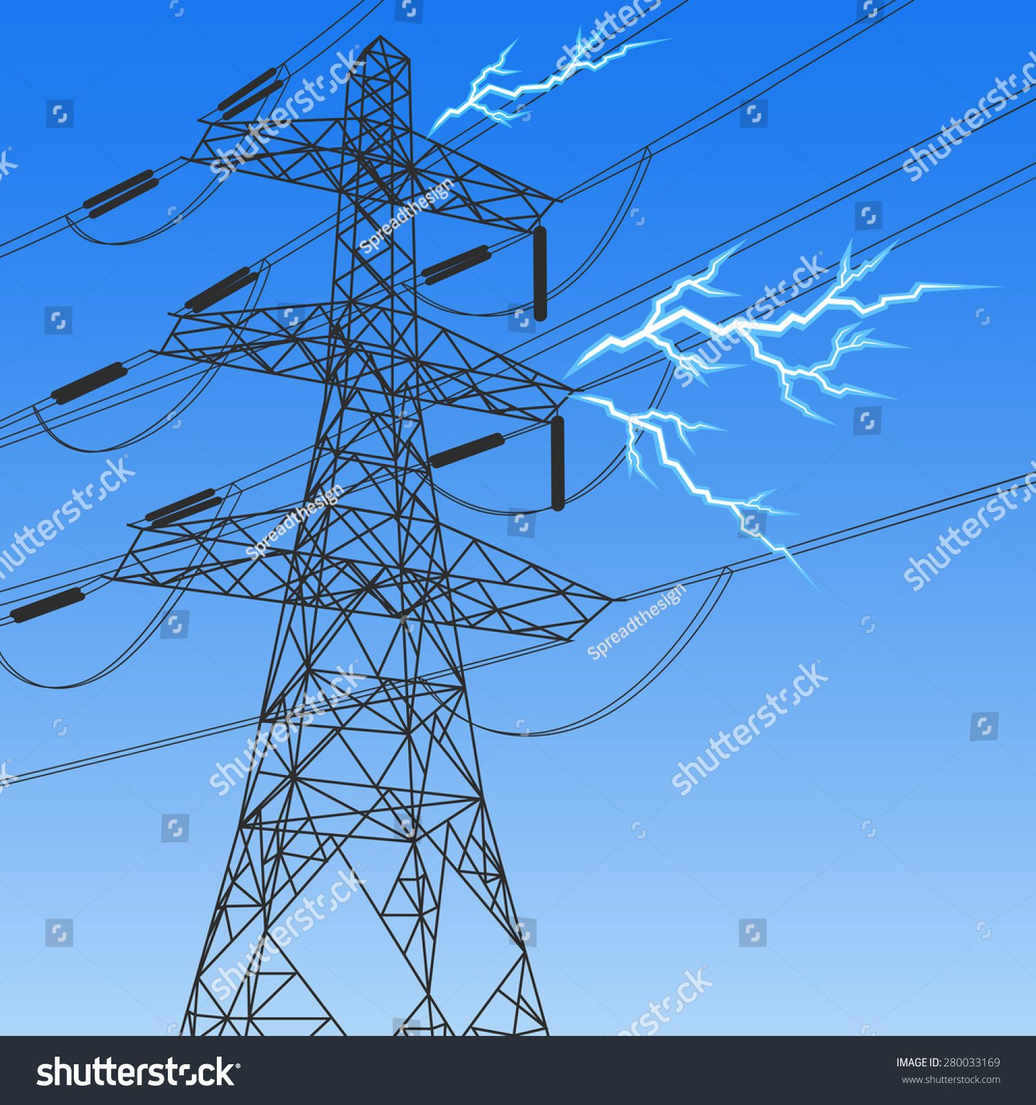 High Voltage Power Lines Stock Vector (Royalty Free) 280033169 ...