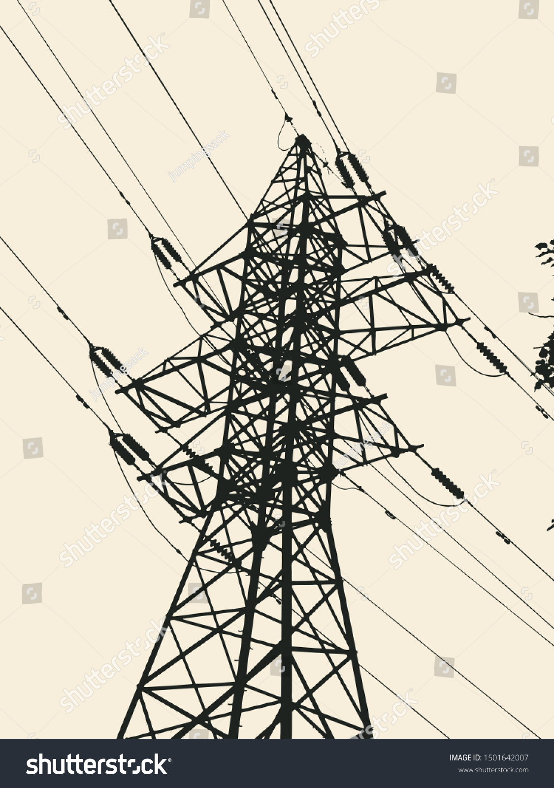 Highvoltage Tower Electric Power Vector Illustration Stock Vector ...