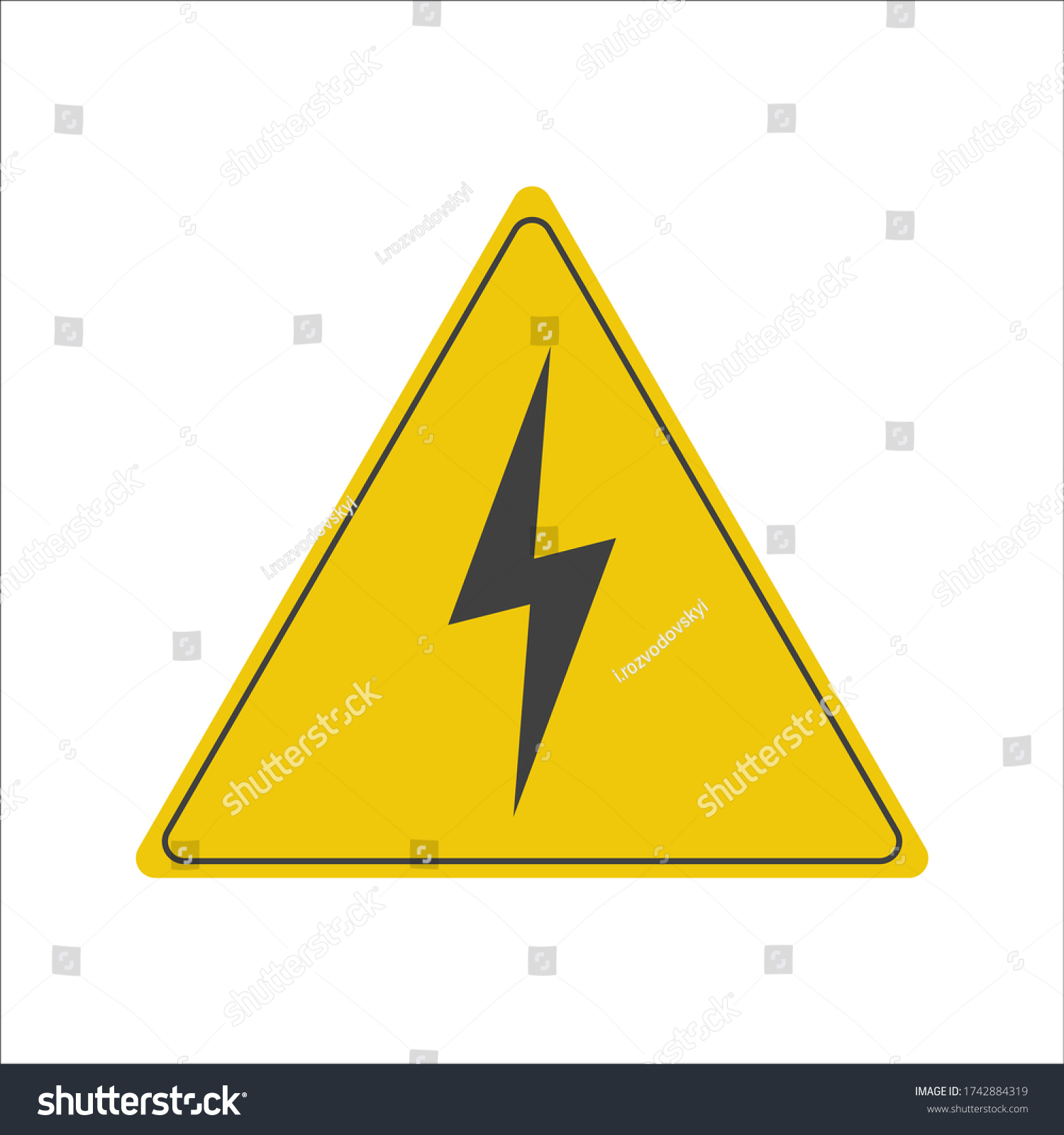 High Voltage Vector Sign On White Stock Vector (Royalty Free) 1742884319