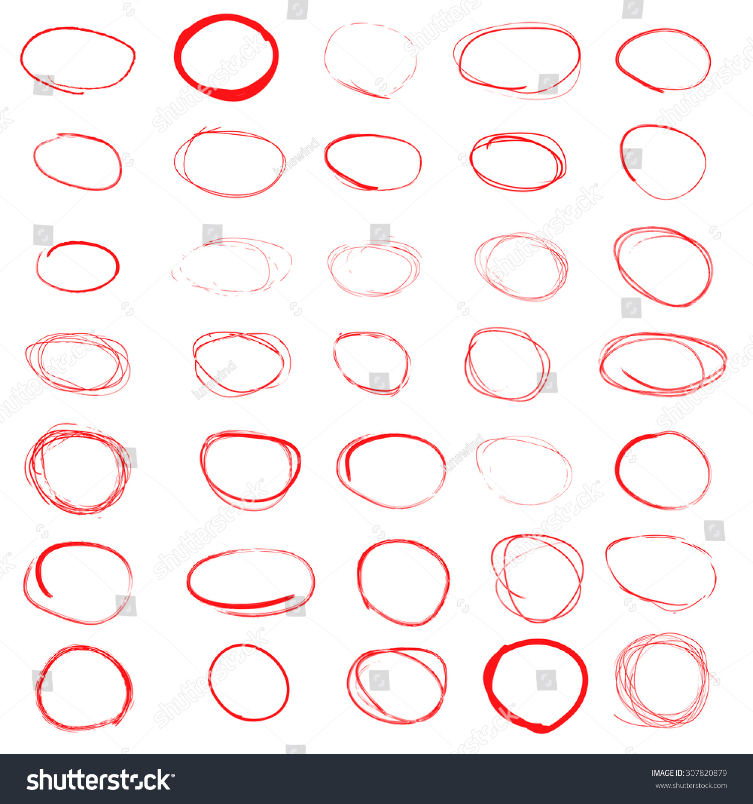 Highlight Red Circle Hand Draw Red Stock Vector (Royalty Free) 307820879