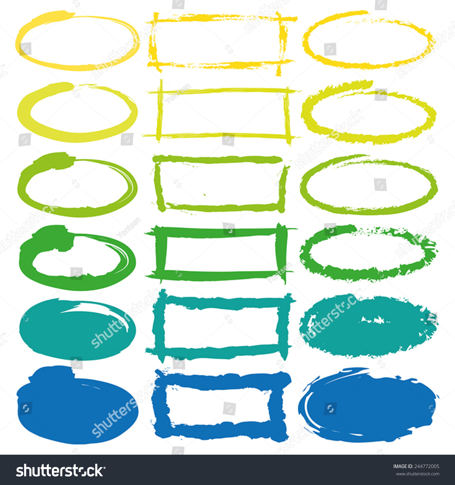 Highlighter Hand Drawn Frames Oval Rectangular Stock Vector (Royalty ...