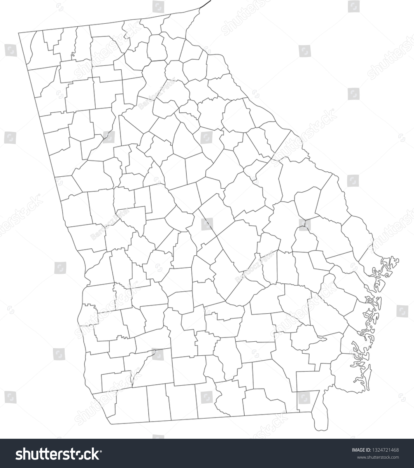 Highly Detailed Georgia Blind Map Stock Vector (Royalty Free ...