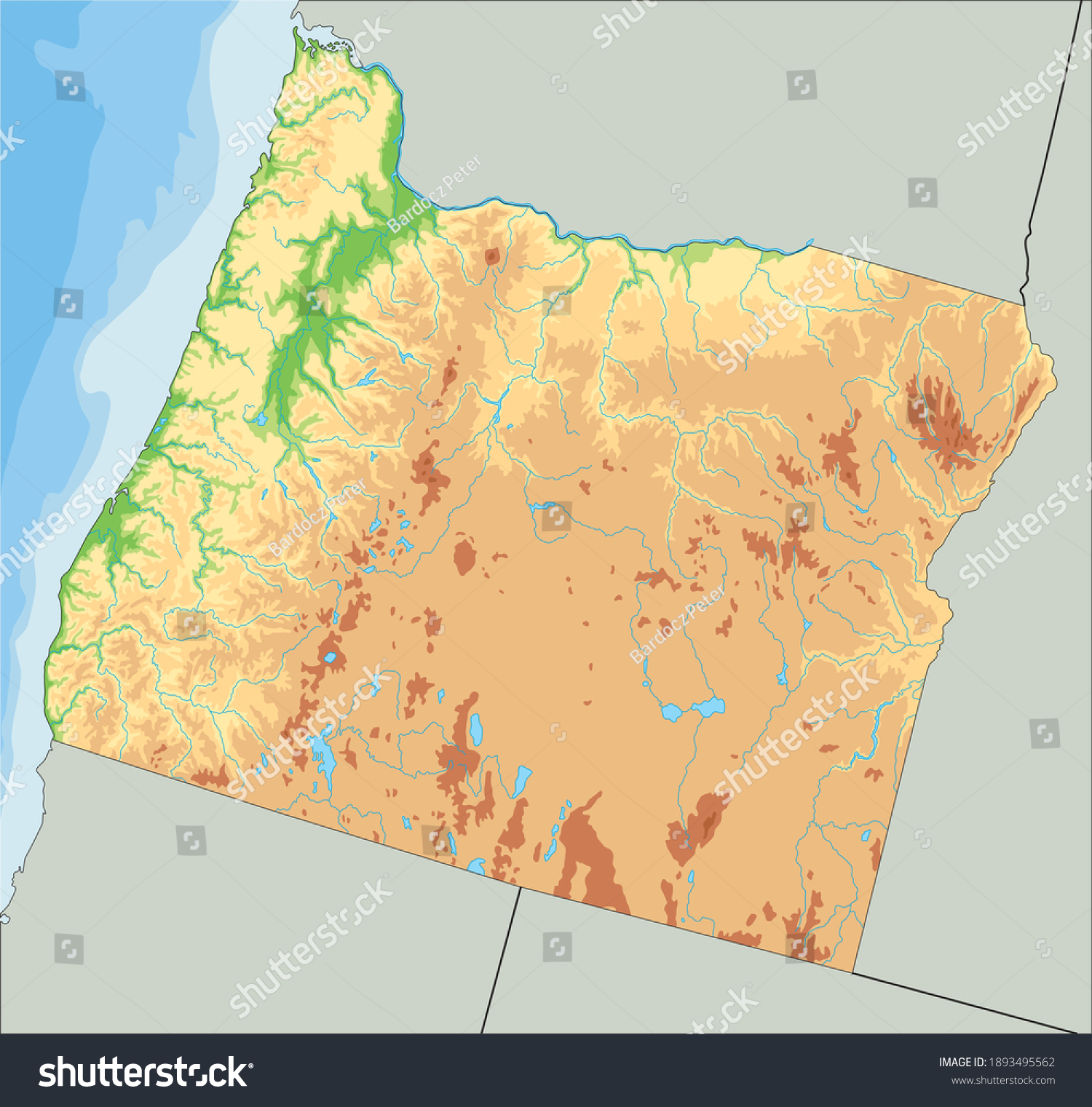 Highly Detailed Oregon Physical Map Stock Vector (Royalty Free) 1893495562 Highly Detailed Oregon Physical Map Stock Vector (Royalty Free) 1893495562