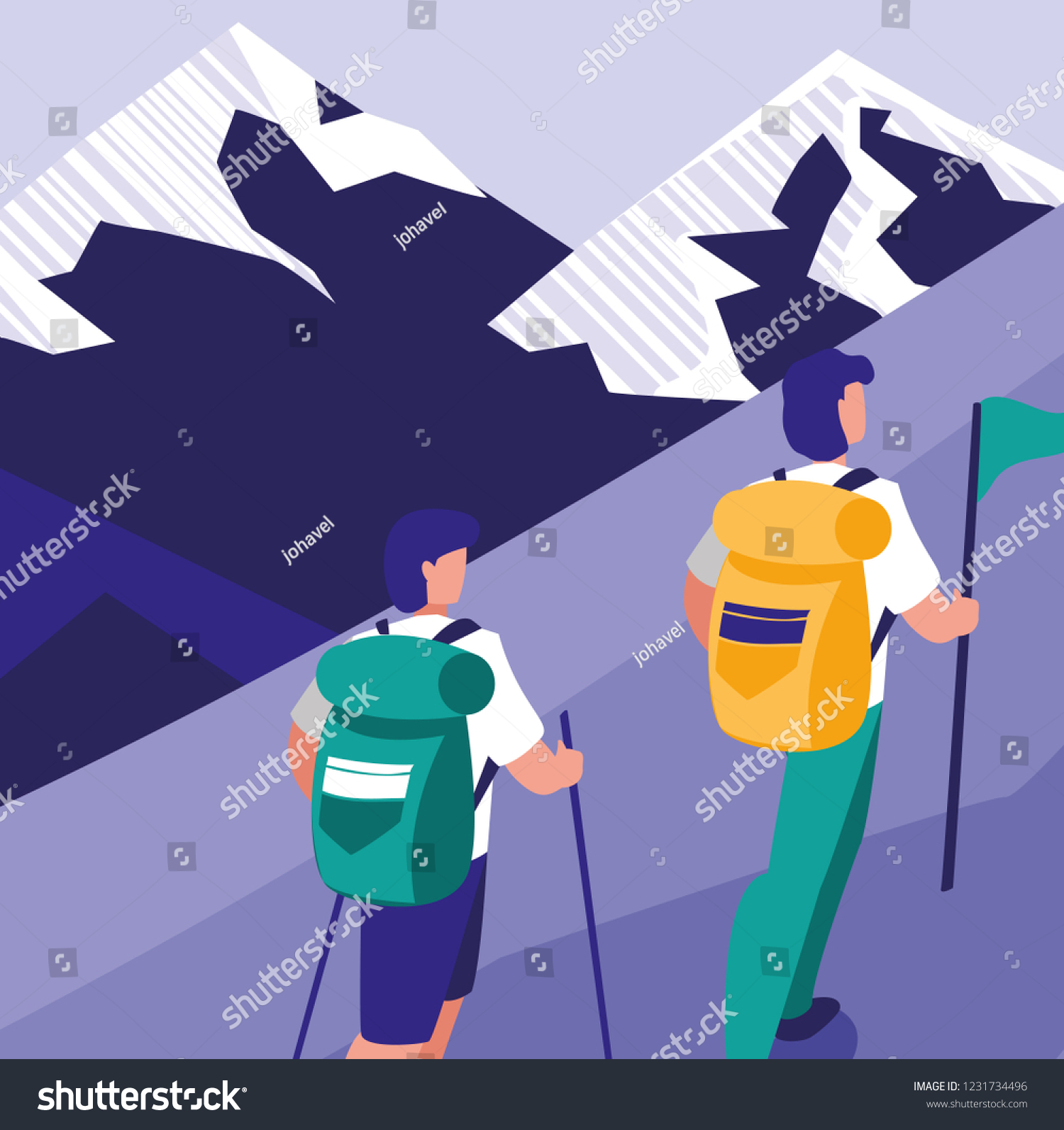 Hiking Man Design Stock Vector (Royalty Free) 1231734496 | Shutterstock