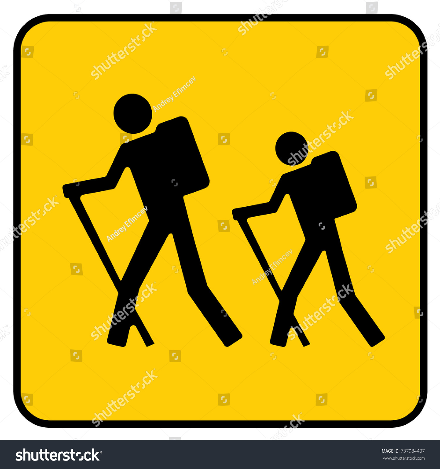 Hiking Sign Yellow Vector Stock Vector (Royalty Free) 737984407 ...