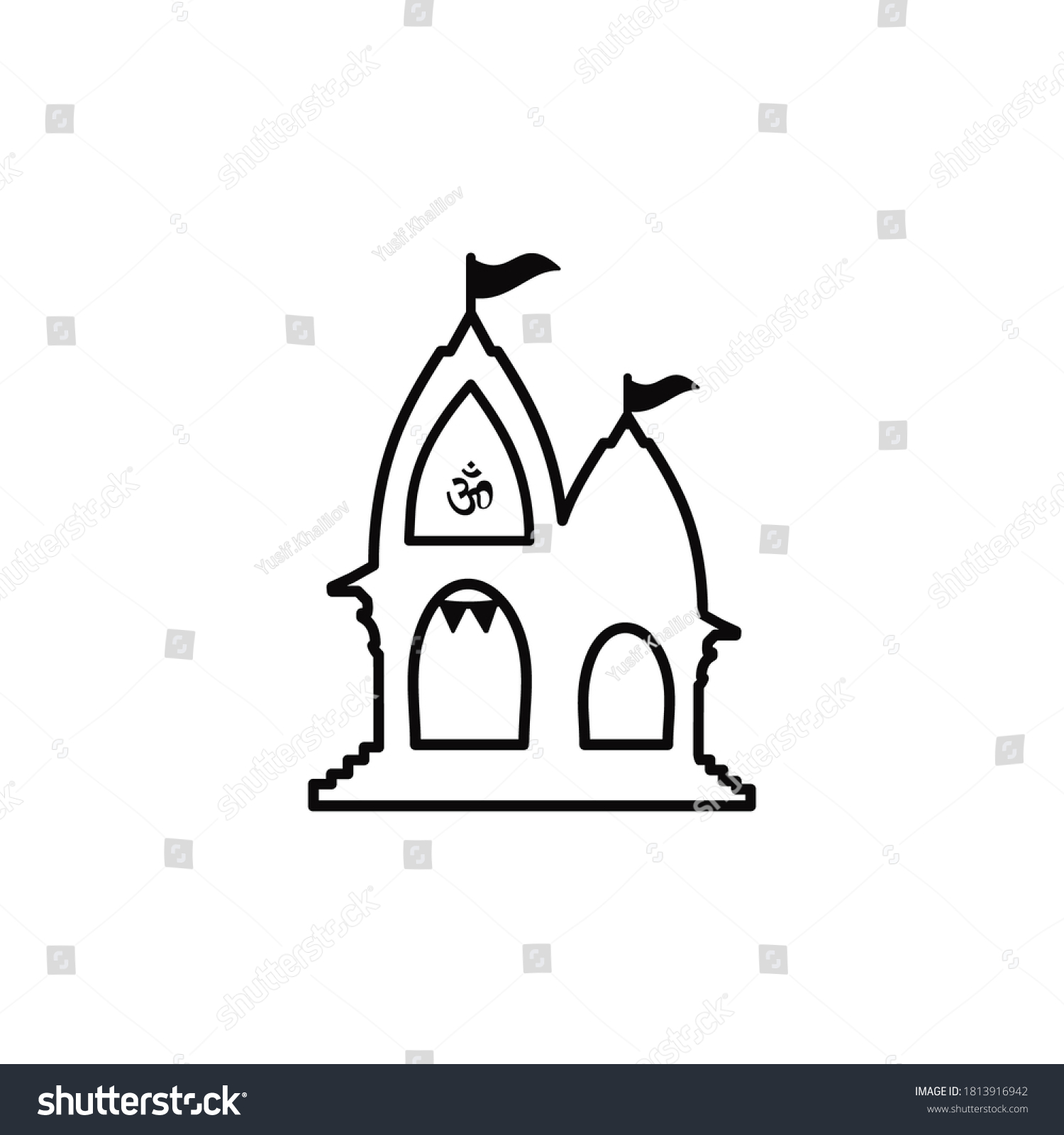 Hindu Temple Icon Vector On White Stock Vector (Royalty Free) 1813916942