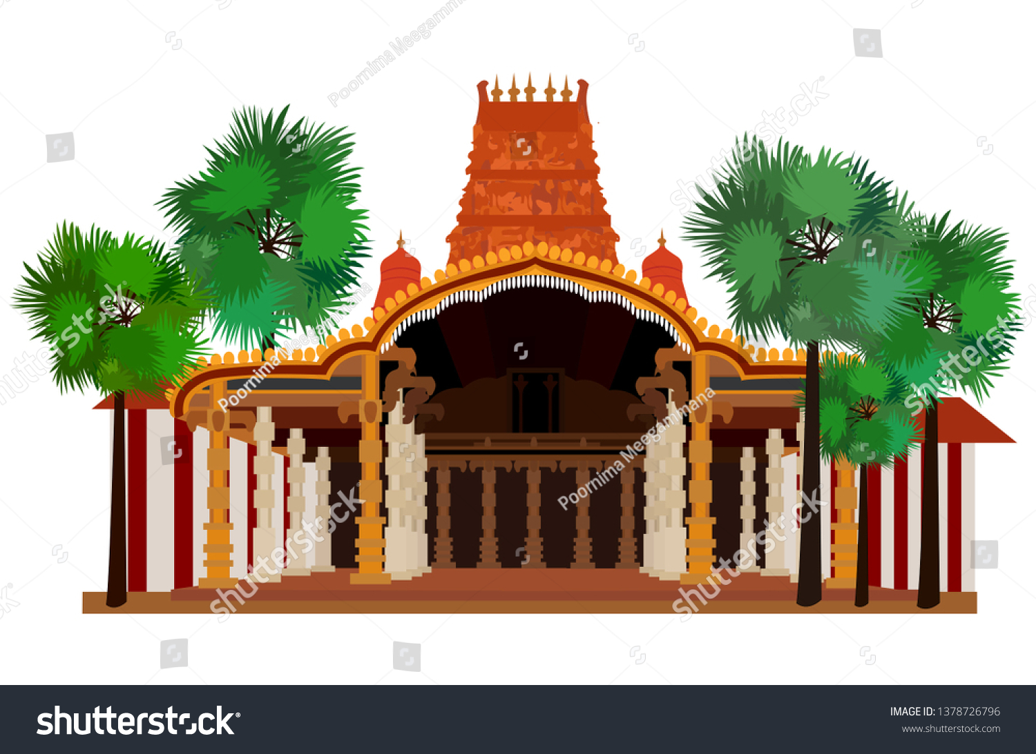 Vektor Stok Hindu Temple Kovil Vector (Tanpa Royalti) 1378726796 ...