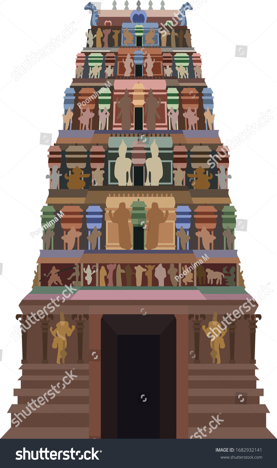 Hindu Temple Kovil Vector Stock Vector (Royalty Free) 1682932141