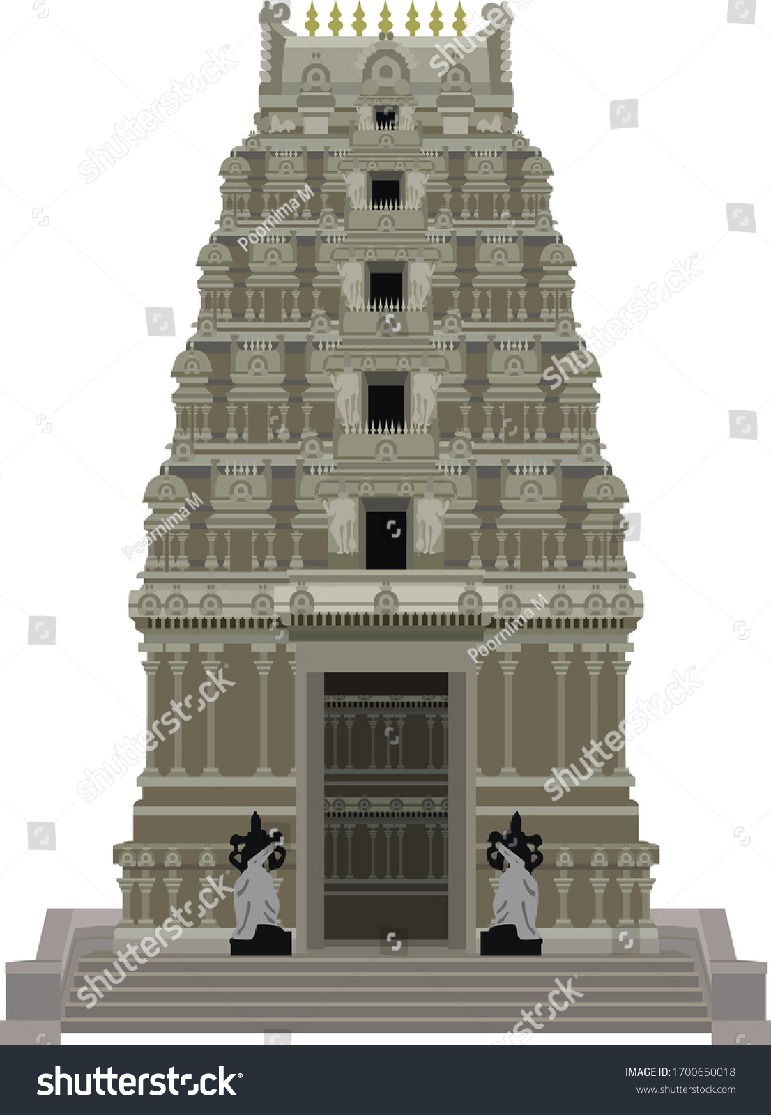 Hindu Temple Kovil Vector Stock Vector (Royalty Free) 1700650018