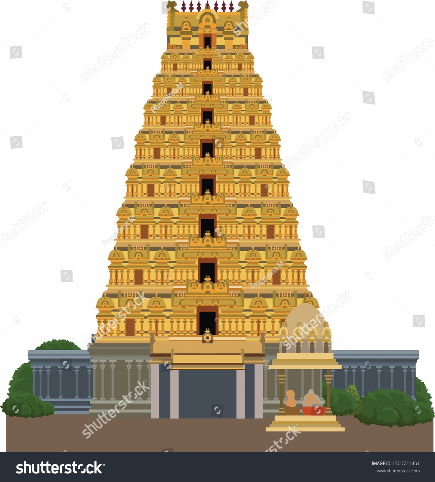 Hindu Temple Kovil Vector Stock Vector (Royalty Free) 1700721451