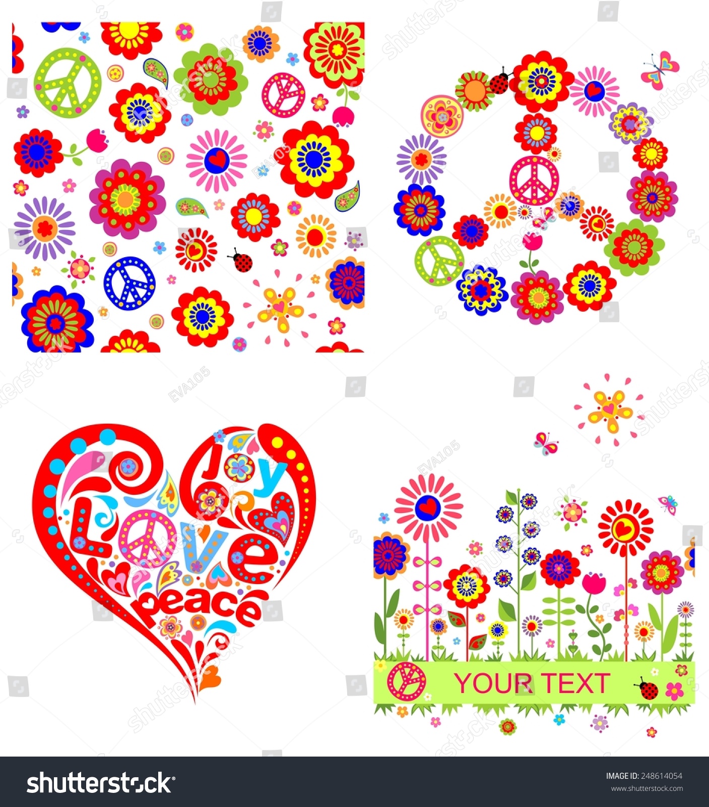 Hippie Design Stock Vector (Royalty Free) 248614054 | Shutterstock